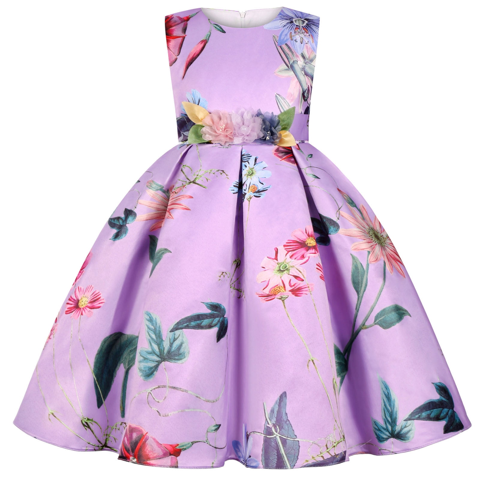 Riecok Girls 2-13 Years Vintage Floral Print Princess Party Dress ...
