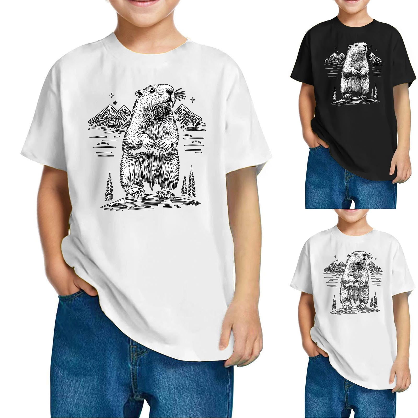Riecok Girls' Short Sleeve Shirts Kids Cute Patterns Collared Neck ...