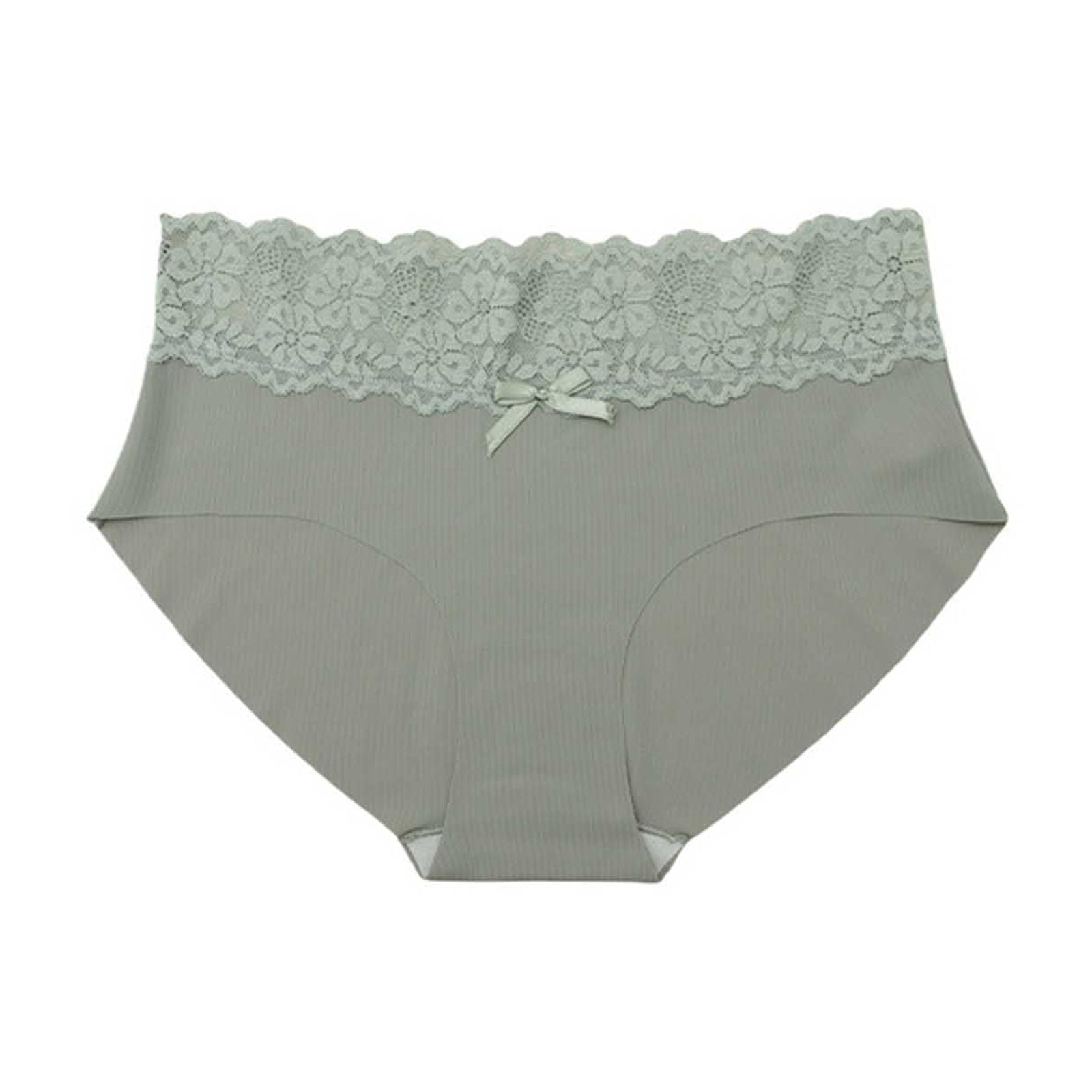 Riecok Plus Size Brief Panties Lace Stretch Solid Seamless Full Front ...