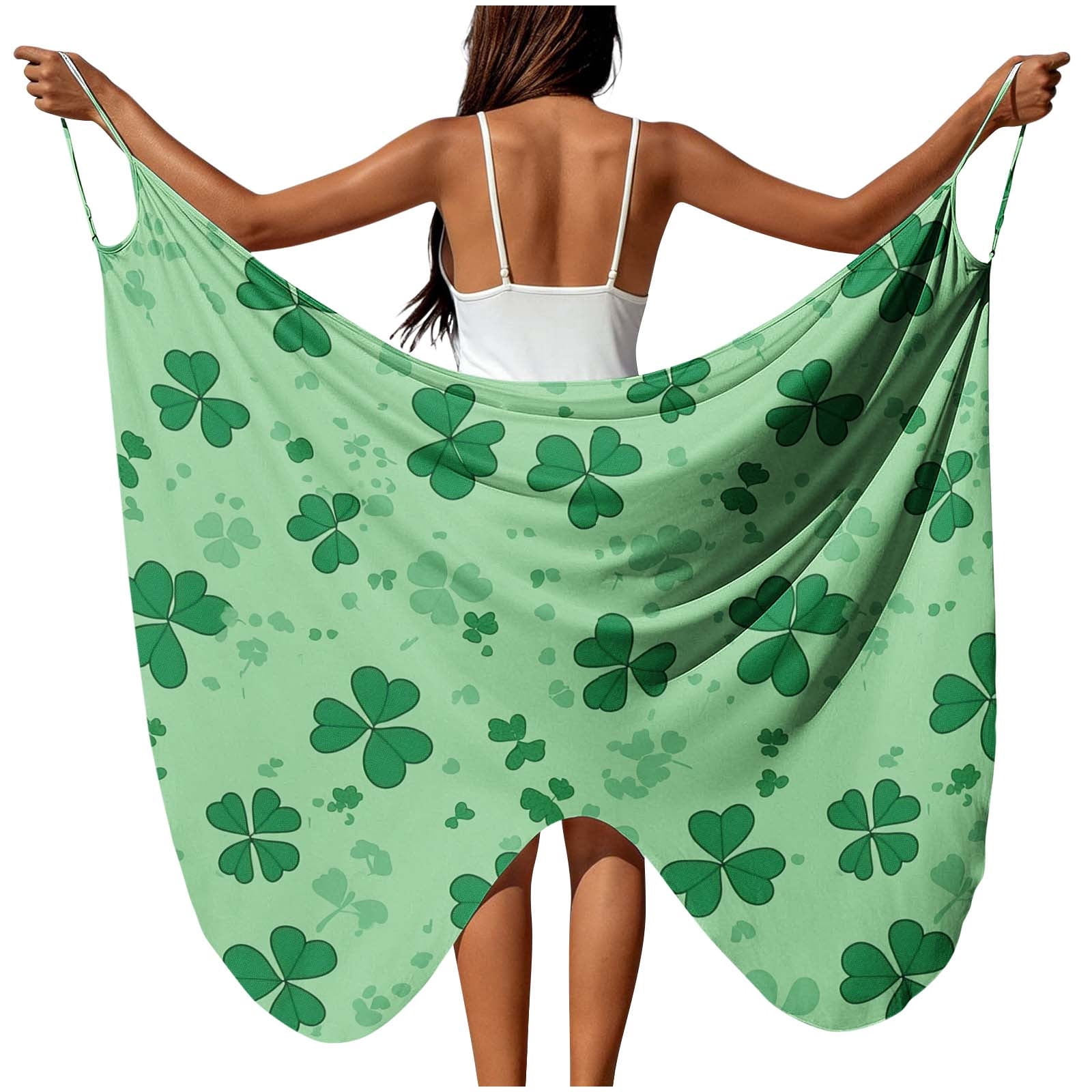 Riecok Pool Cover Up for Women St Patricks Day Sleeveless V Neck Wrap ...