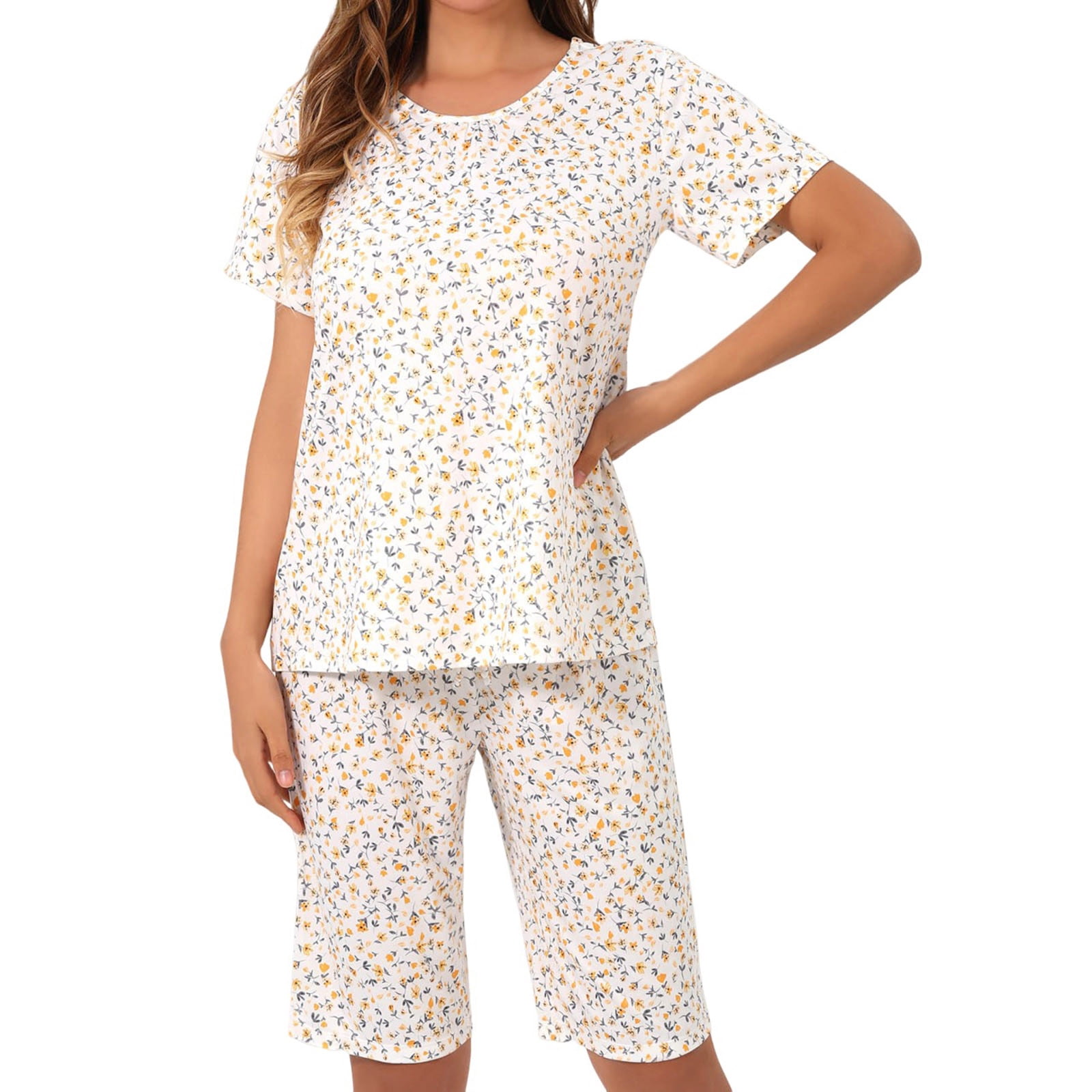 Riecok Sleep Sets for Women Long Sleeves Crewneck Casual Pockets Loose ...