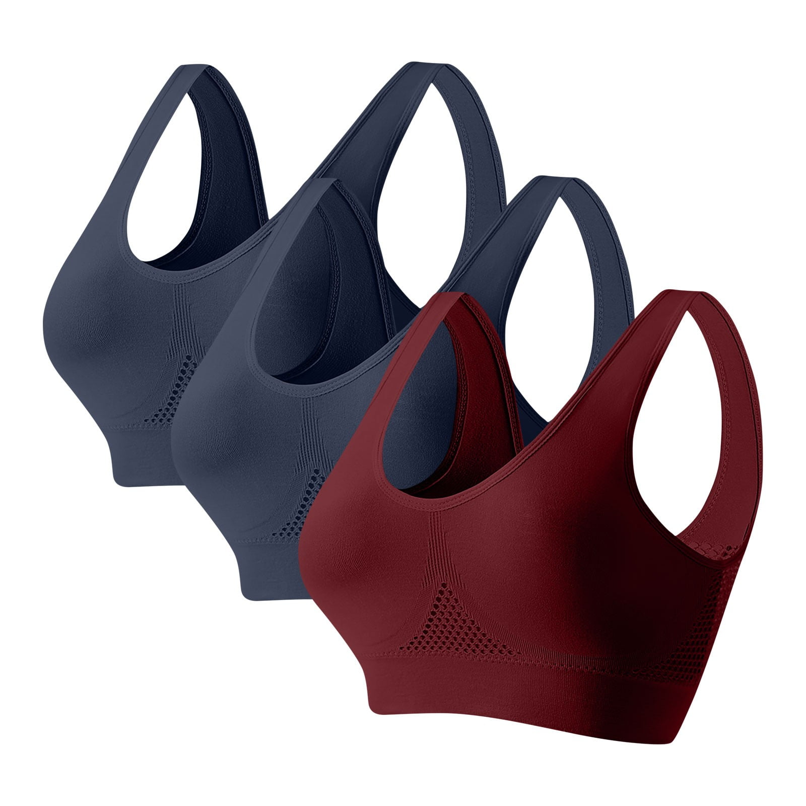 Riecok Sports Bras for Women Plus Size Wireless Breathable Bras with ...