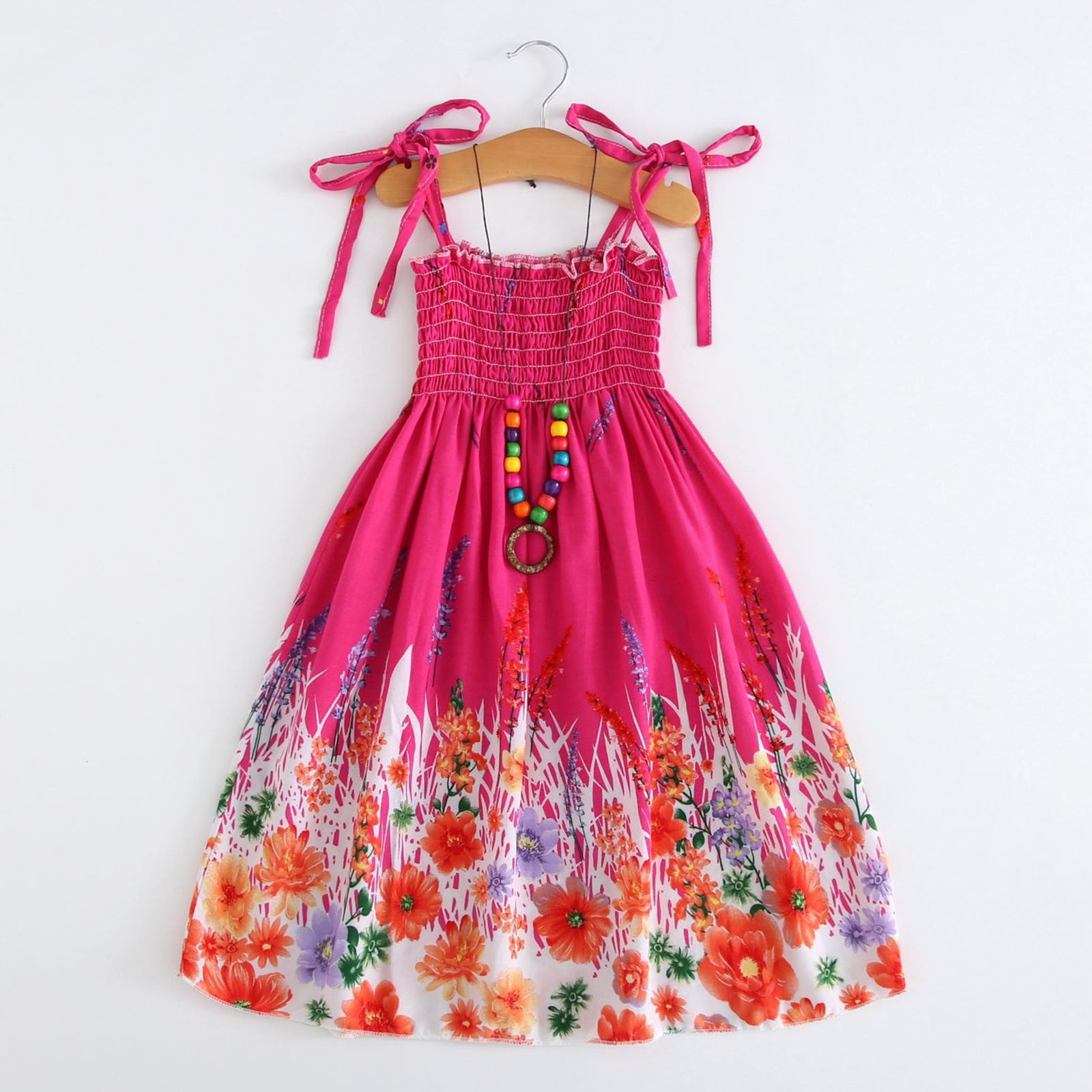 Riecok Tween Girls Bohemian Beach Dress Summer Sleeveless Floral Print ...