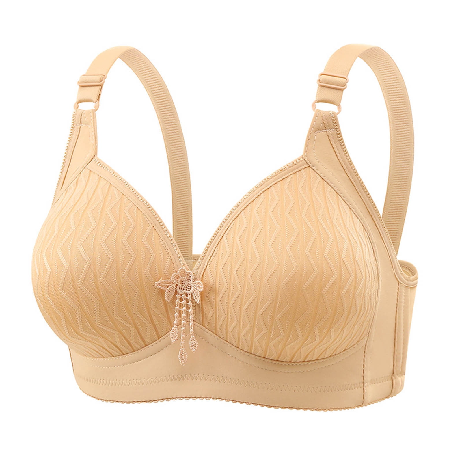 Riecok Women's Wireless Support Bras Seamless Plus Size Push Up Soft ...