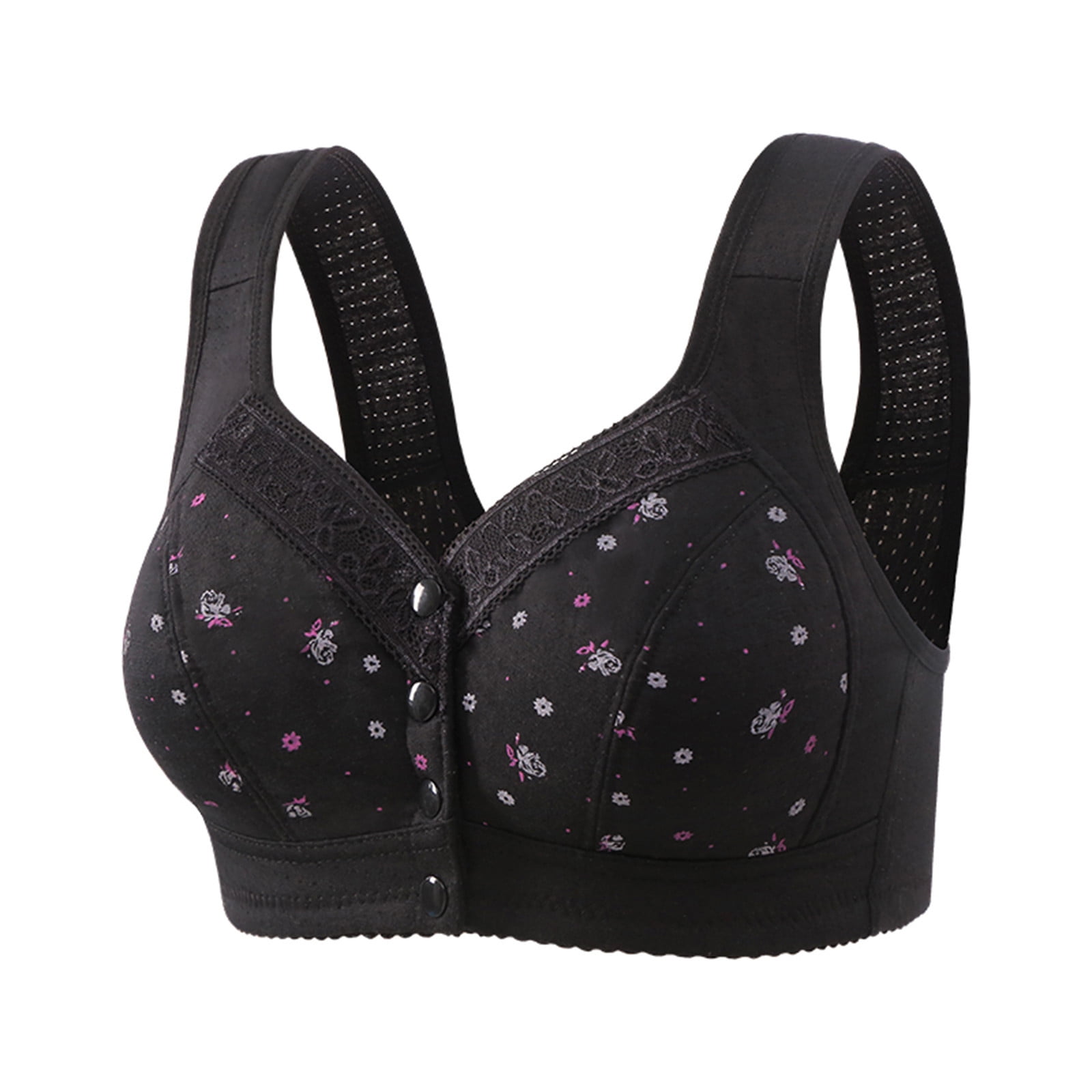 Riecok Womens Bra Wirefree Push Up Daily Bralette Breathable Wide Strap ...