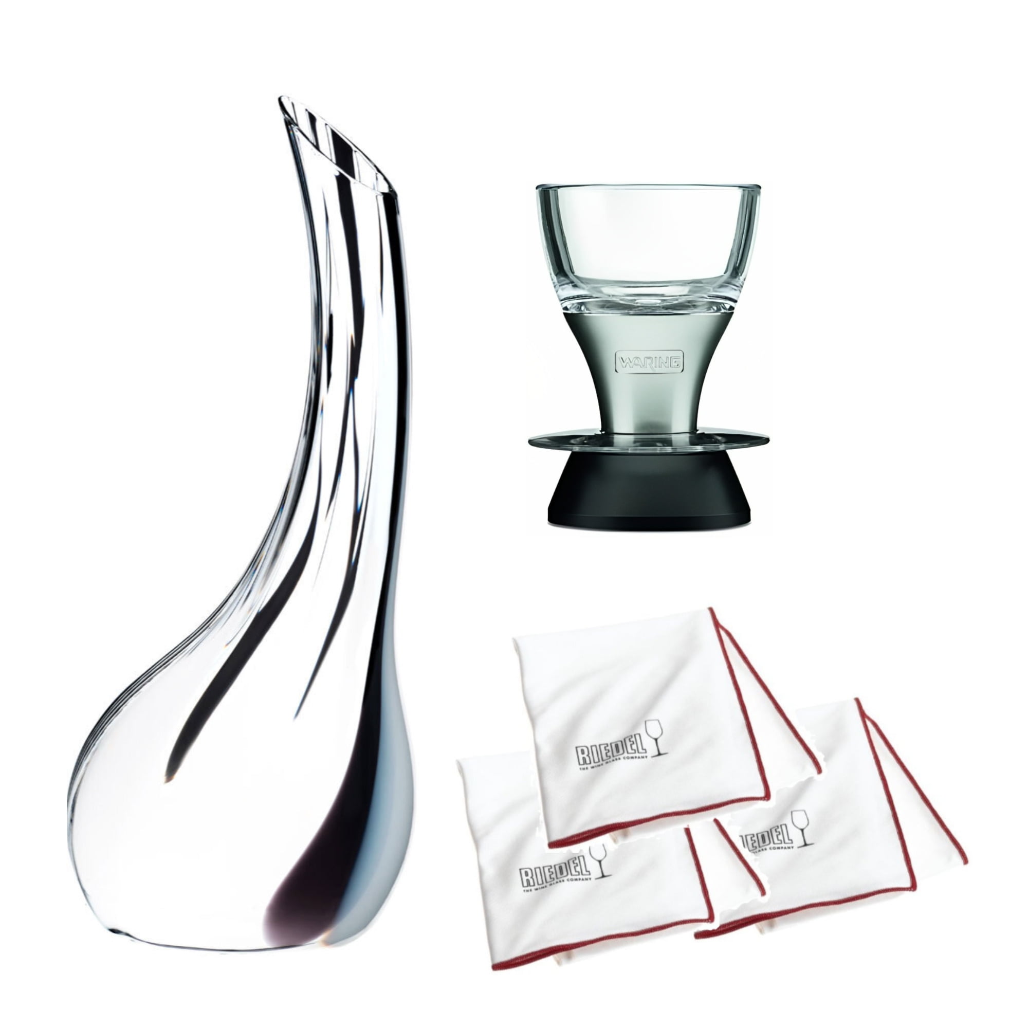 Riedel 1.3 Quart Cornetto Decanter with Polishing Cloth 3-Pack and Wine ...
