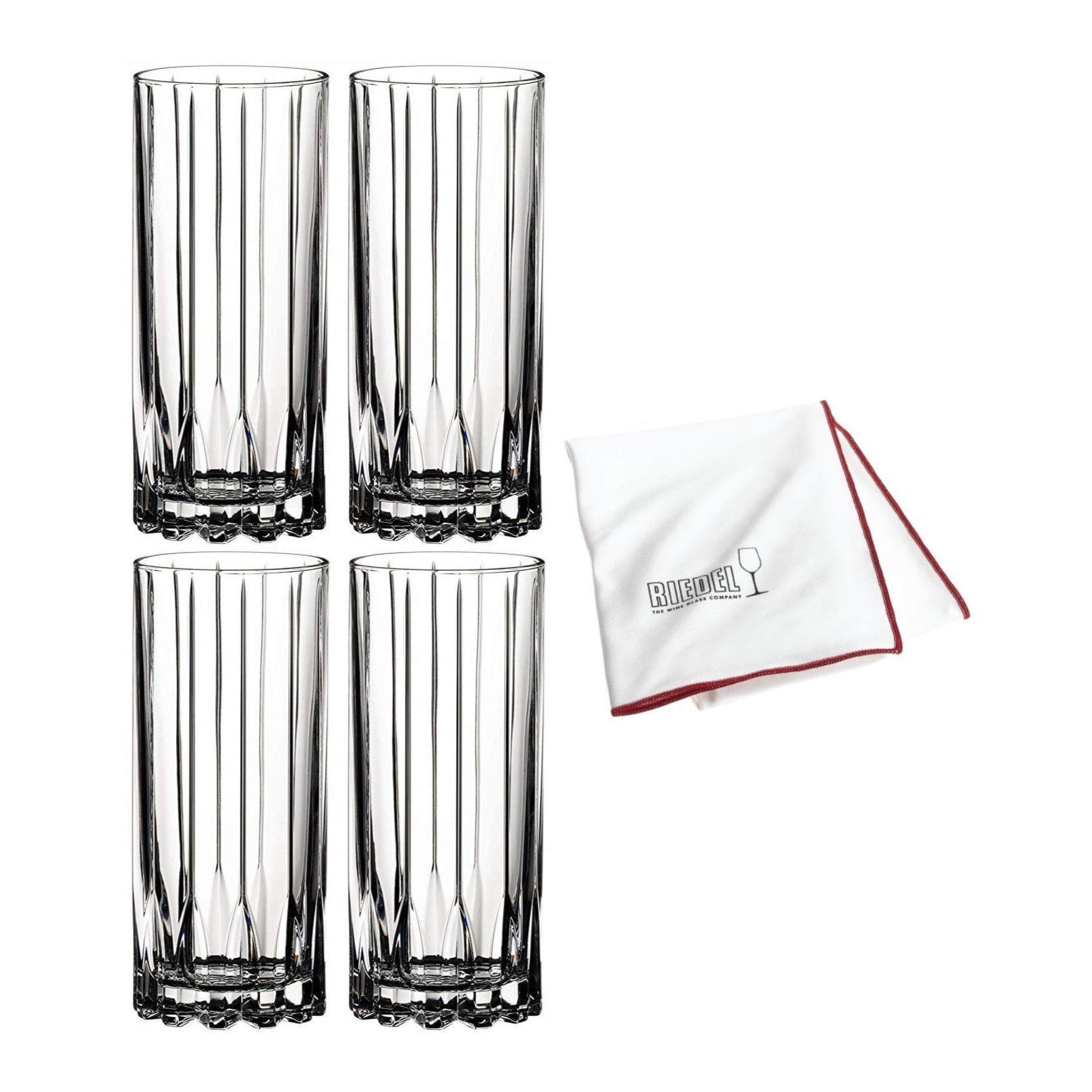 Riedel Crystal Highball Glassware Set of 4 with Large Microfiber ...