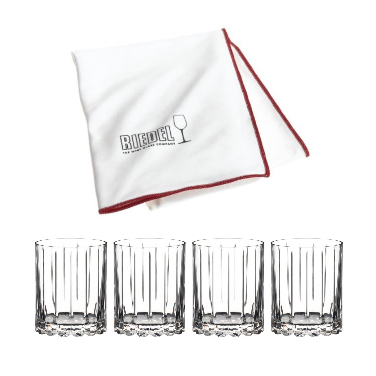 Riedel Large Microfiber Polishing Cloth with Riedel Double Rocks Glass ...