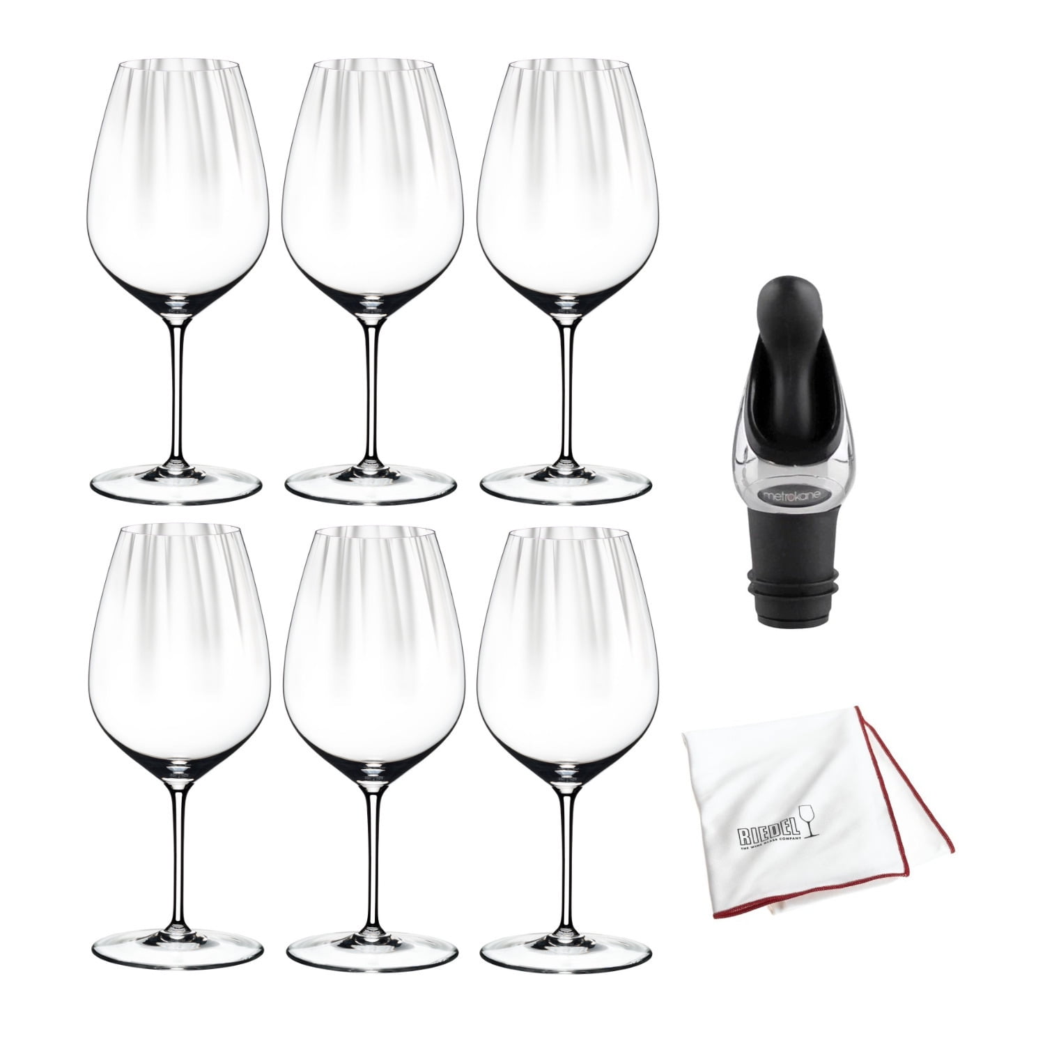 Riedel Performance Wine Glass (Cabernet, 6-Pack) with Wine Pourer and ...