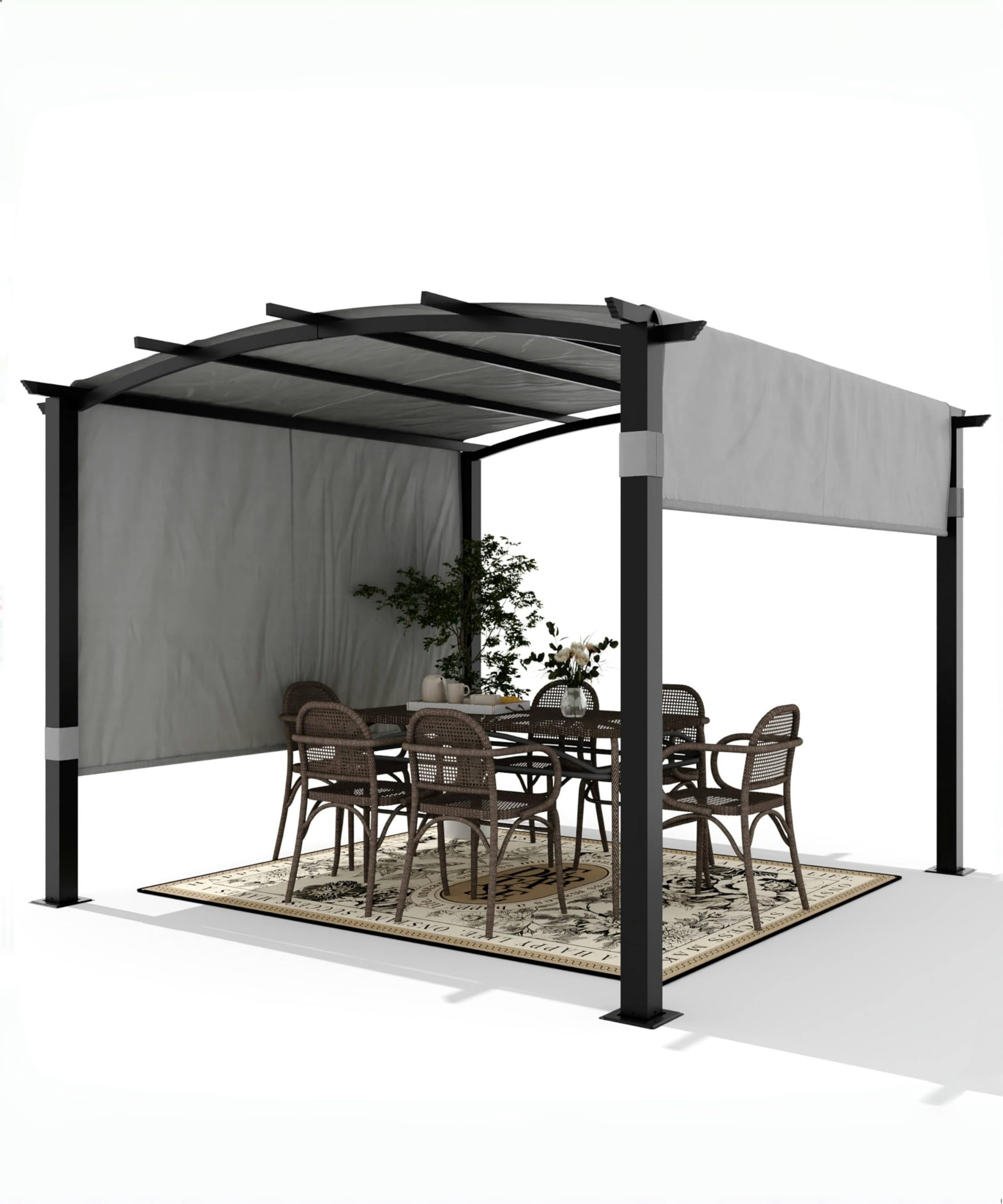 Riedhoff 10 x 10 ft Outdoor Arched Pergola, Aluminum Pergola with ...
