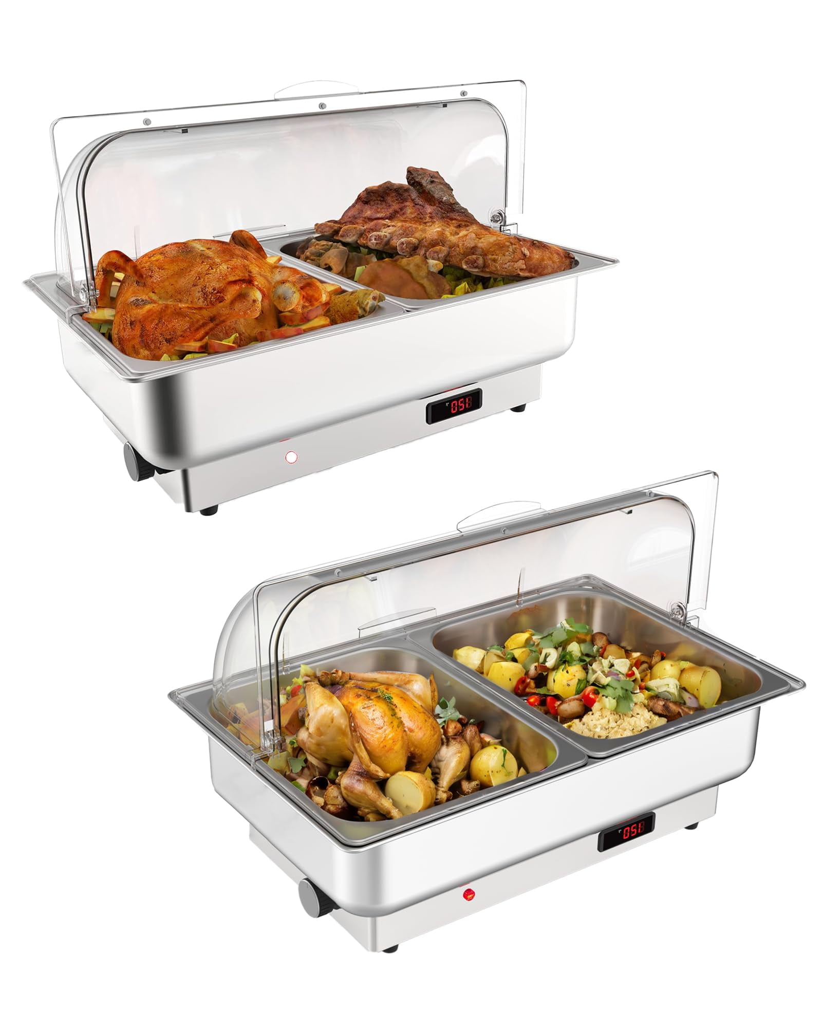 Riedhoff 2 Pack Dishes Adjustable Temp Roll Top Food Warmer with 2 x 4. ...