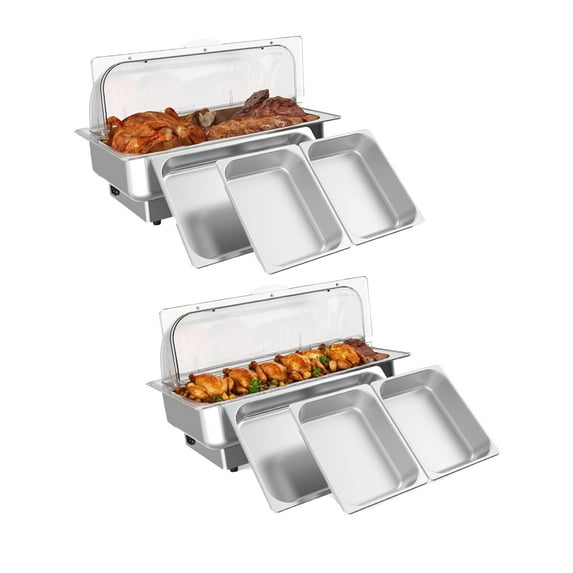 Riedhoff 2 Pack Electric Chafing Dishes Buffet Set,with Cover and 1 ...