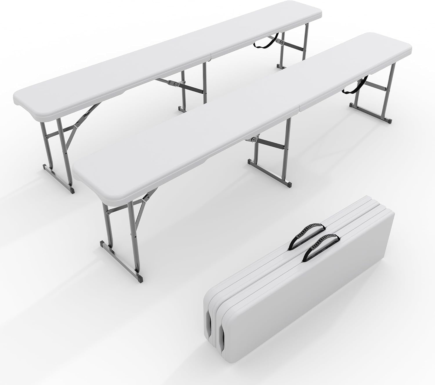 Riedhoff 6'x 0.91' Folding Outdoor Benches Set of 2 , Plastic & Metal ...