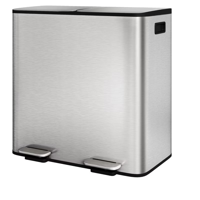 Riedhoff 2 x 10.6 Gallon Stainless Steel Trash Cans with Lids, Dual ...