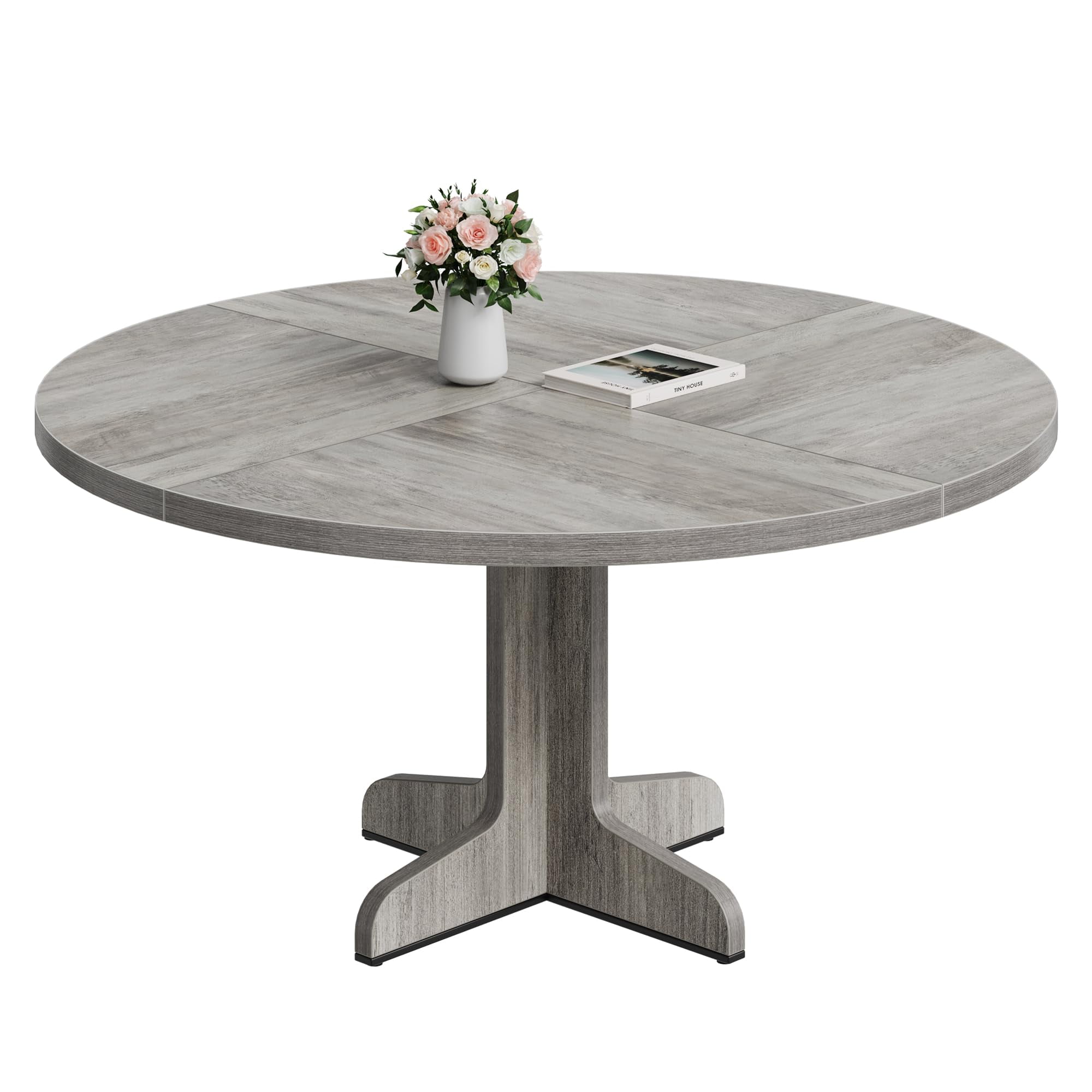 Riedhoff 47" Round Dining Table, Rustic Farmhouse Kitchen Table with ...