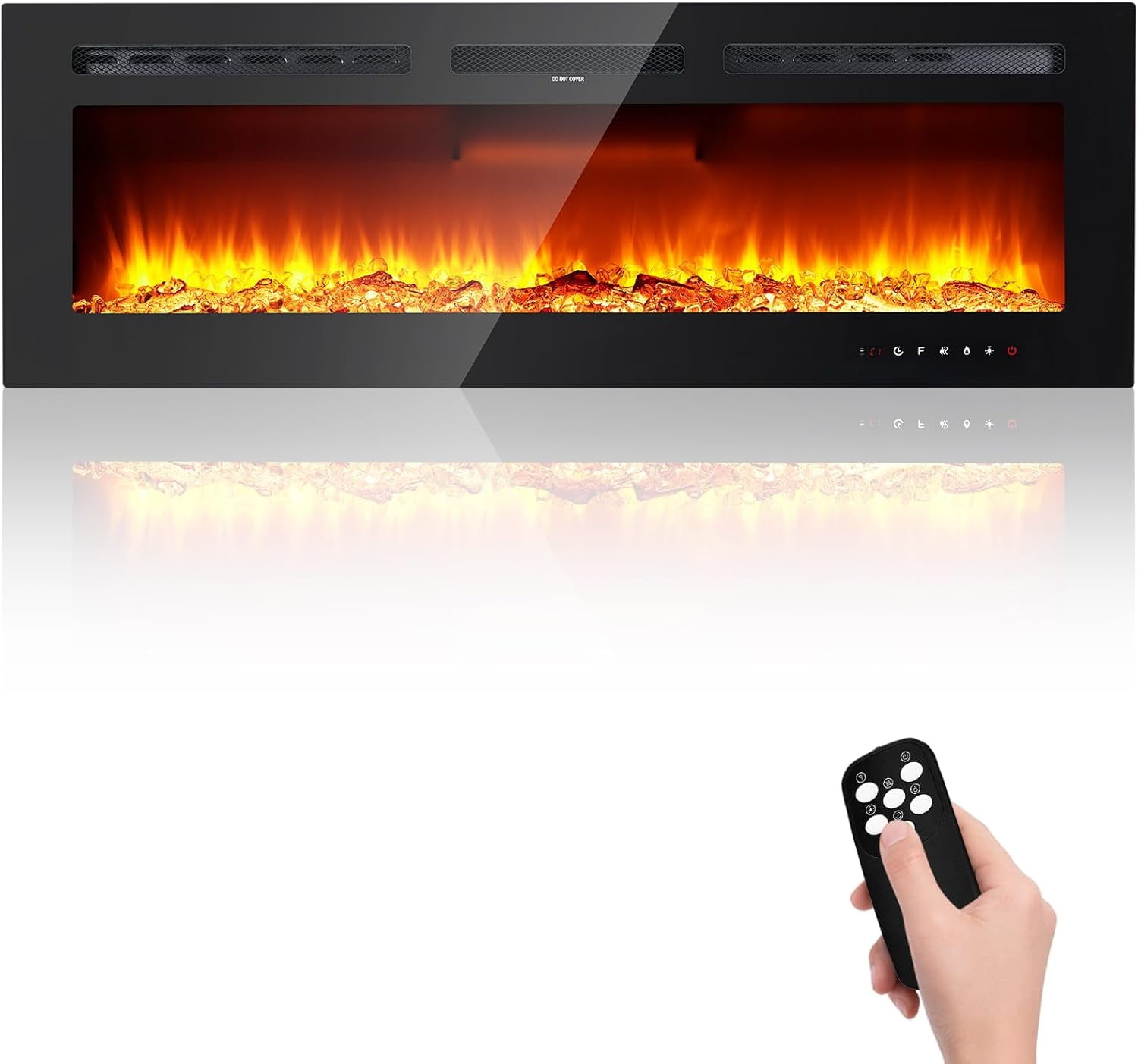 Riedhoff 50" Wall Mounted Electric Fireplace, 750W/1500W, Black ...