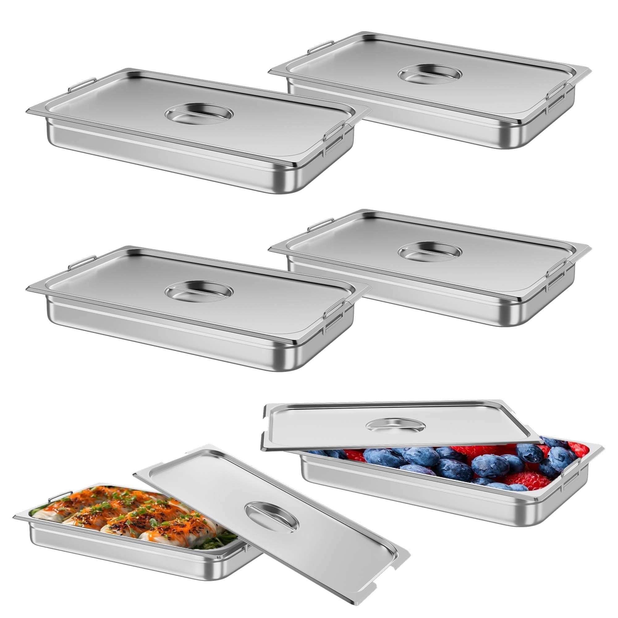 Riedhoff 6-Pack 2.5" Deep Hotel Pans,Full Size Stainless Steel Catering ...