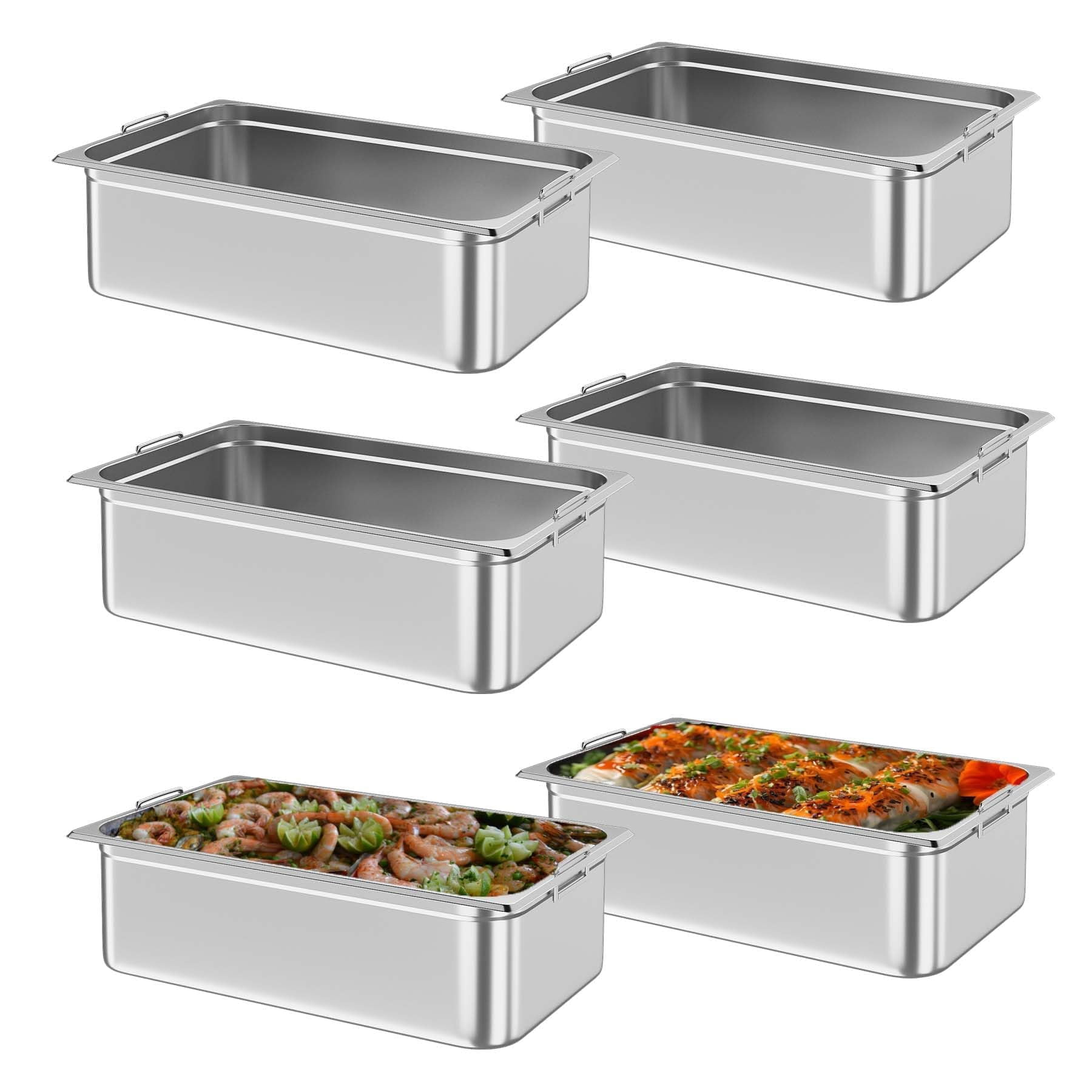 Riedhoff 6-Pack 6" Deep Hotel Pans,Full Size Stainless Steel Catering ...