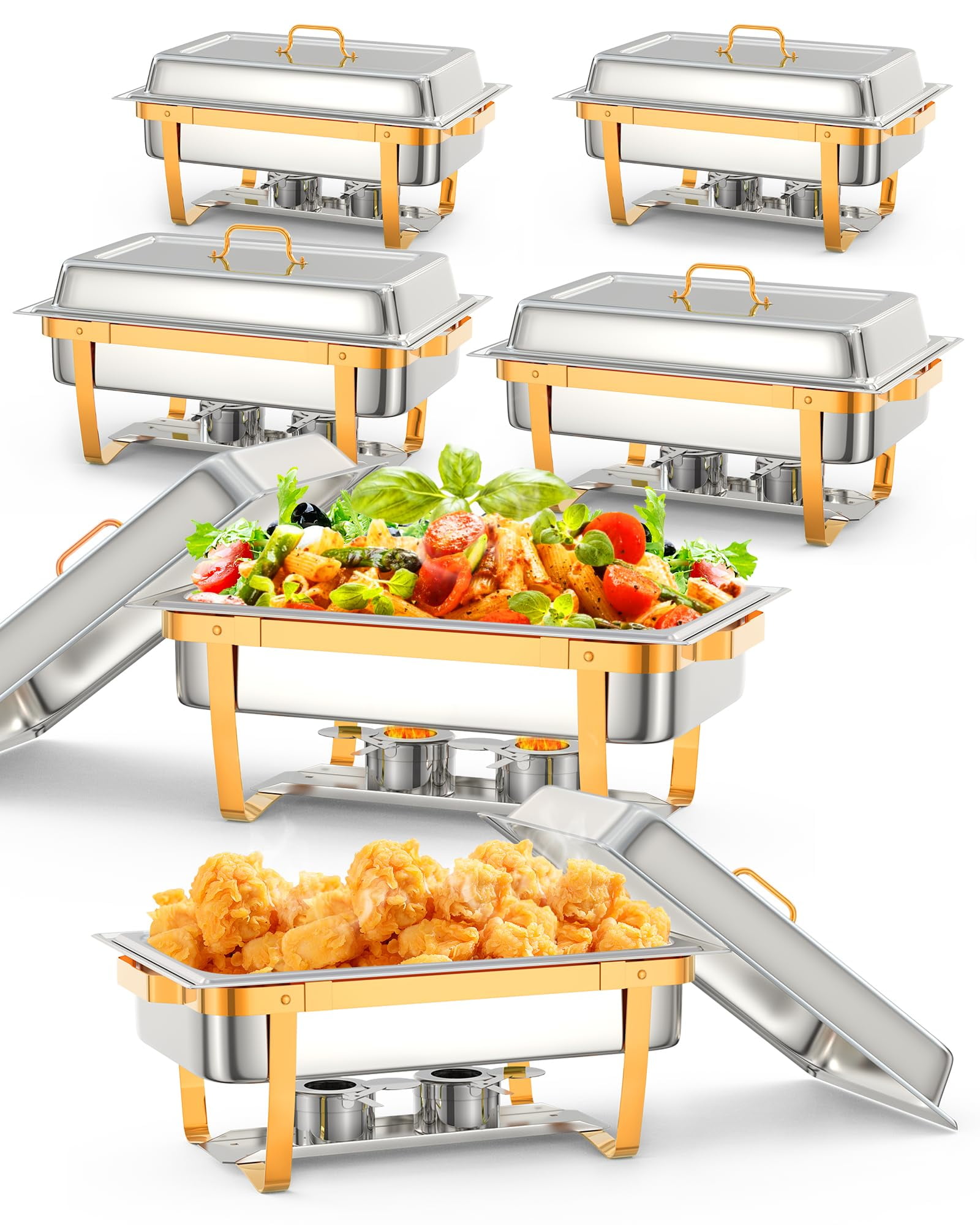 Riedhoff 6 Packs 8 QT Stainless Steel Chafers and Buffet Warmers Sets ...