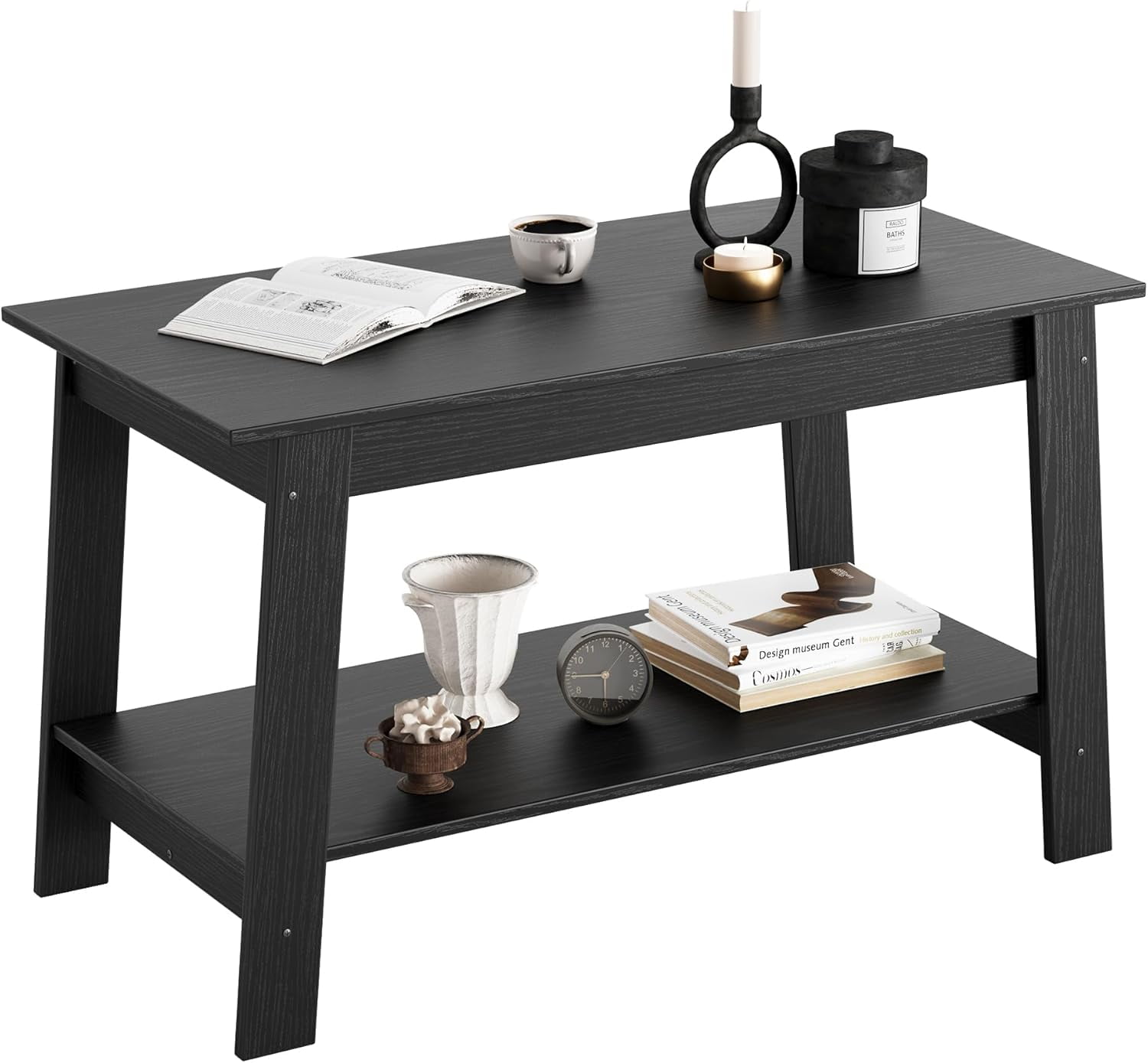 Riedhoff Coffee Table for Living Room, with Storage Shelf, 2-Tier ...