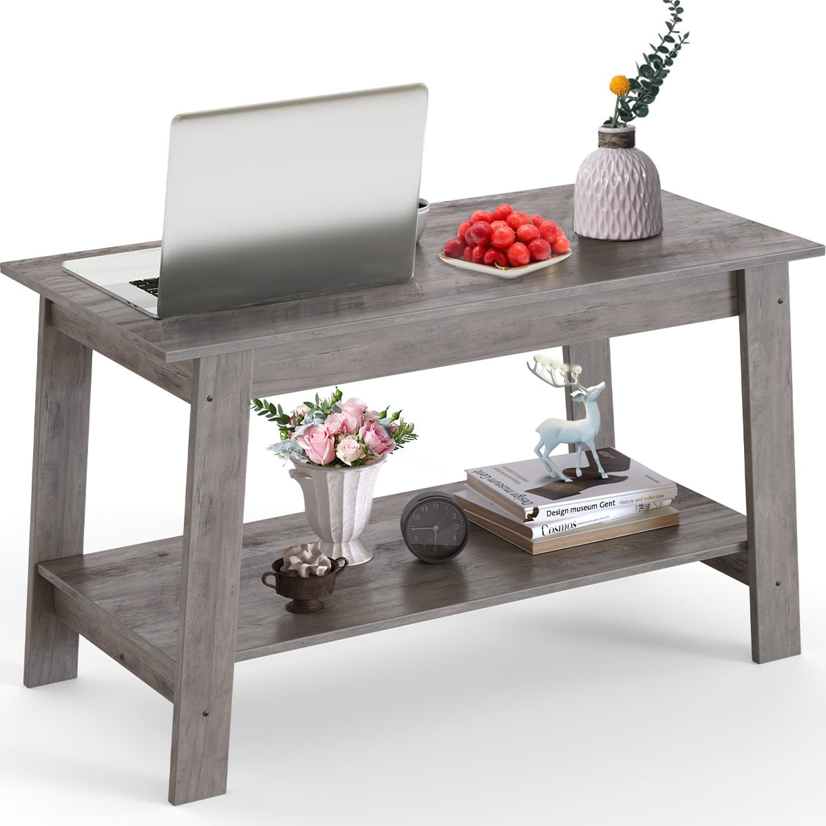 Riedhoff Coffee Table for Living Room, with Storage Shelf, 2-Tier ...