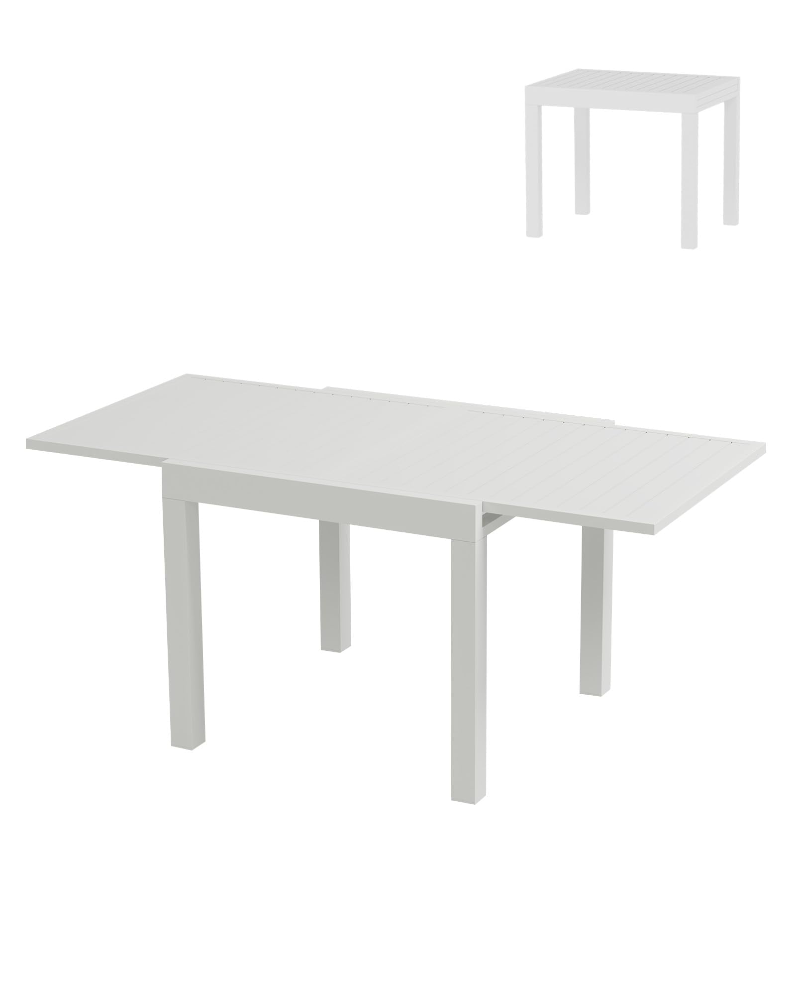 Riedhoff Expandable Patio Table,Slat Frame Aluminum Outdoor Dining ...