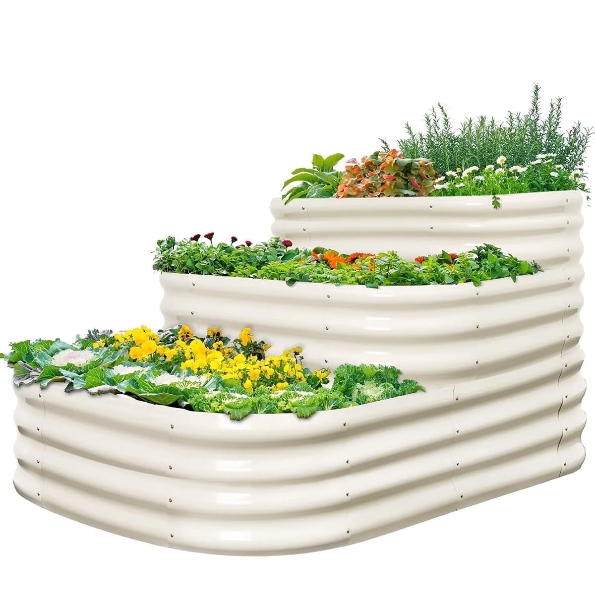 Riedhoff Galvanized Tiered Raised Garden Bed Kit, 3-in-1 Assembly ...