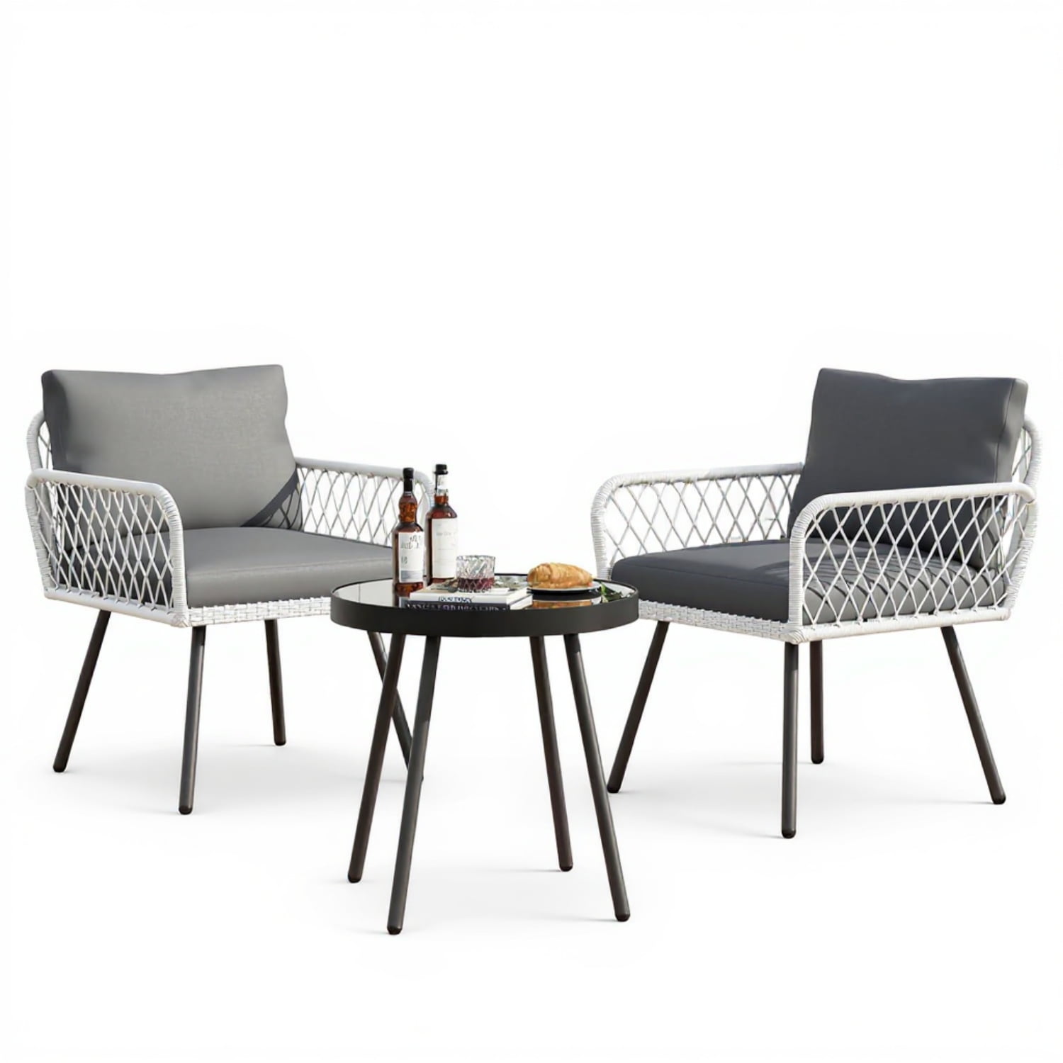 Riedhoff Patio Bistro Set, 3 Pieces Rattan Outdoor Bistro Sets with ...