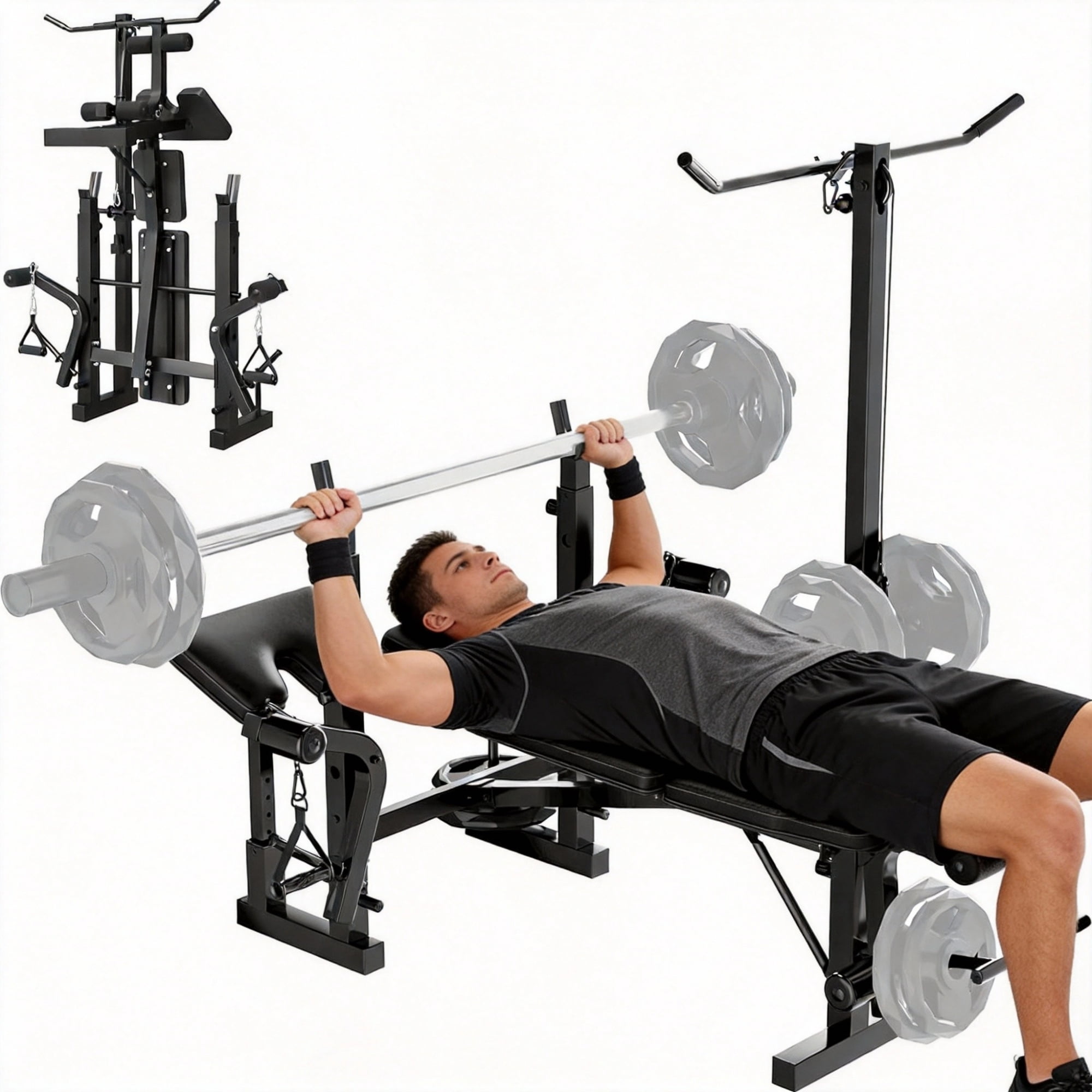 Riedhoff Weight Bench Set for Home Gym, Multi-function Bench Press Set, 54.3 x 30.2 x 71.5 ...