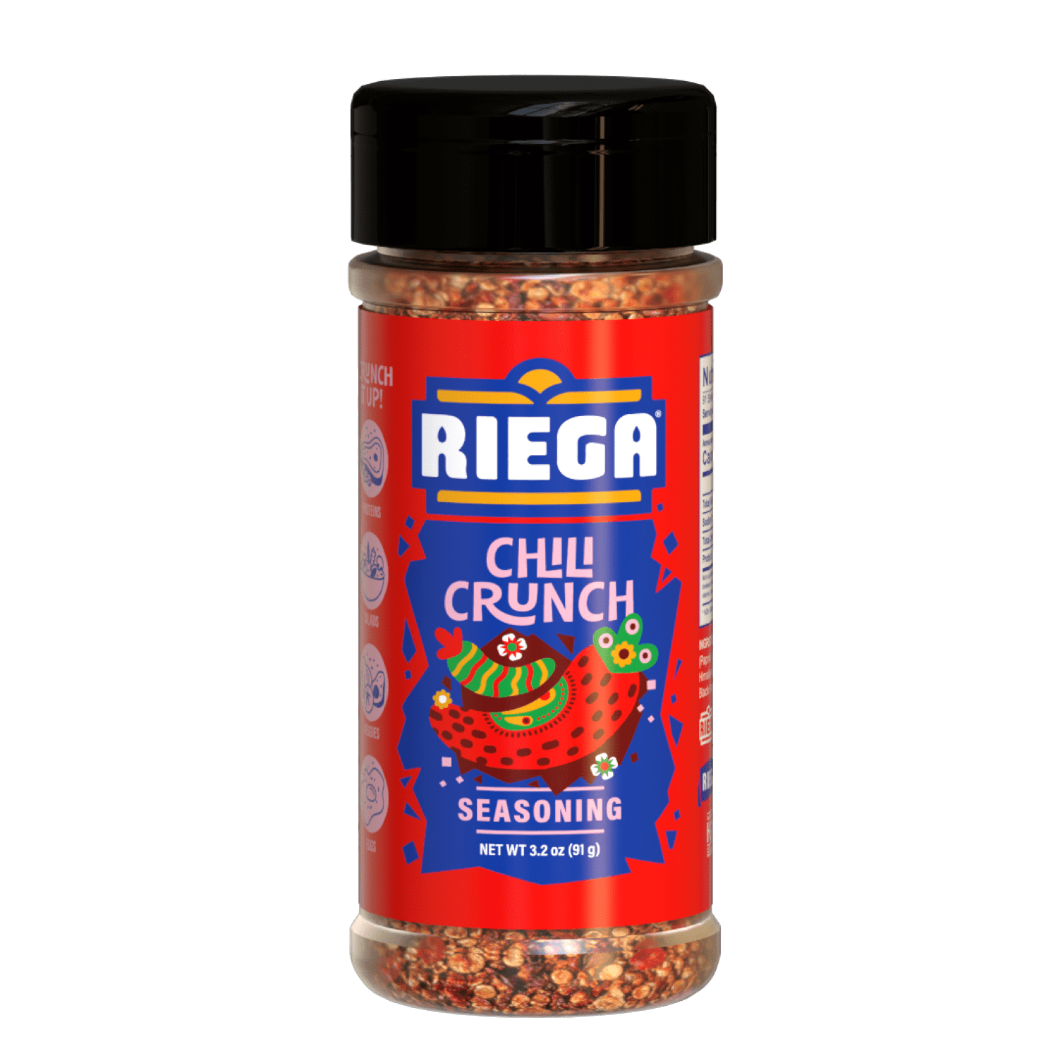Riega Chili Crunch Seasoning Aleppo & Arbol Chili, 3.2 oz Shaker ...