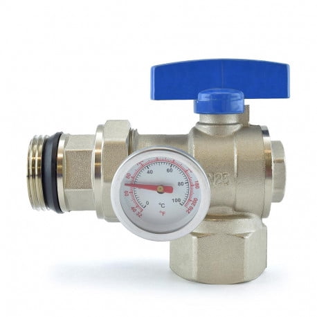 Rifeng Manifold Angle Ball Valve w/ Temperature Gauge (blue handle ...