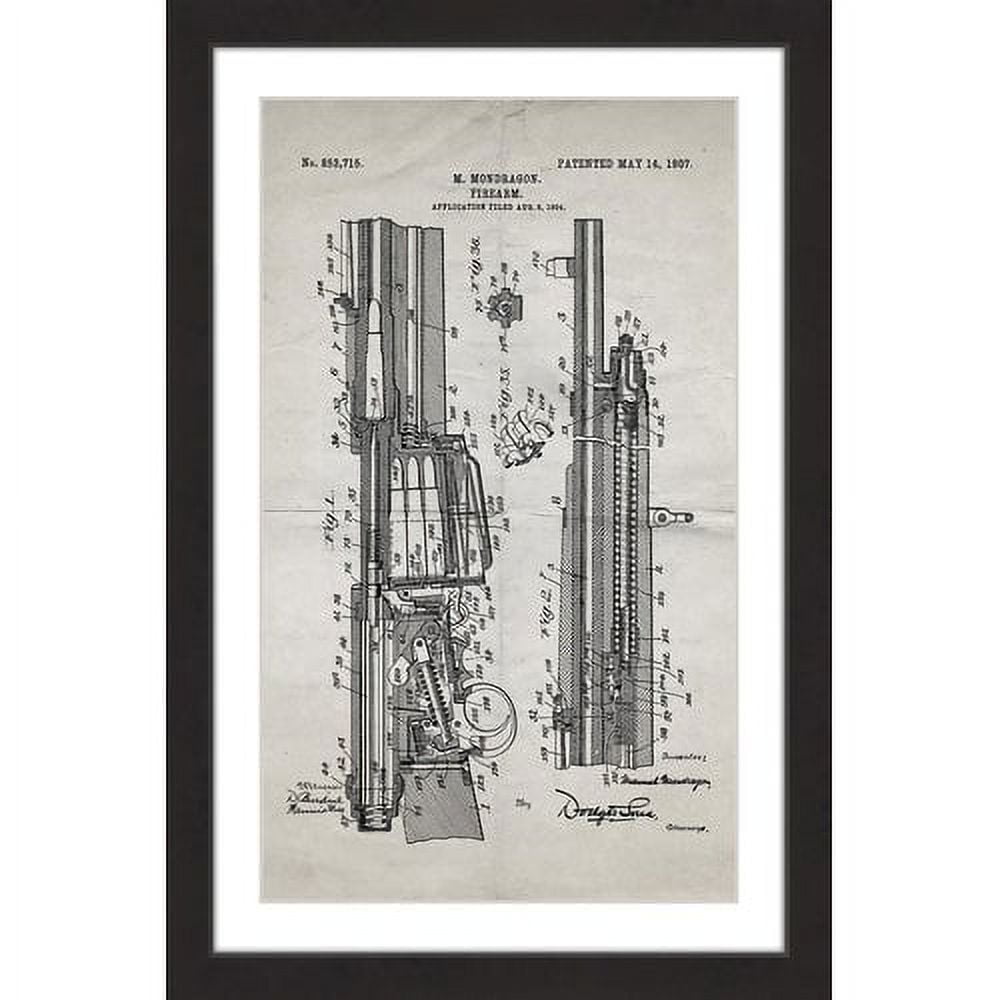 "Rifle 1907 Old Paper" Framed Painting Art Print - Walmart.com