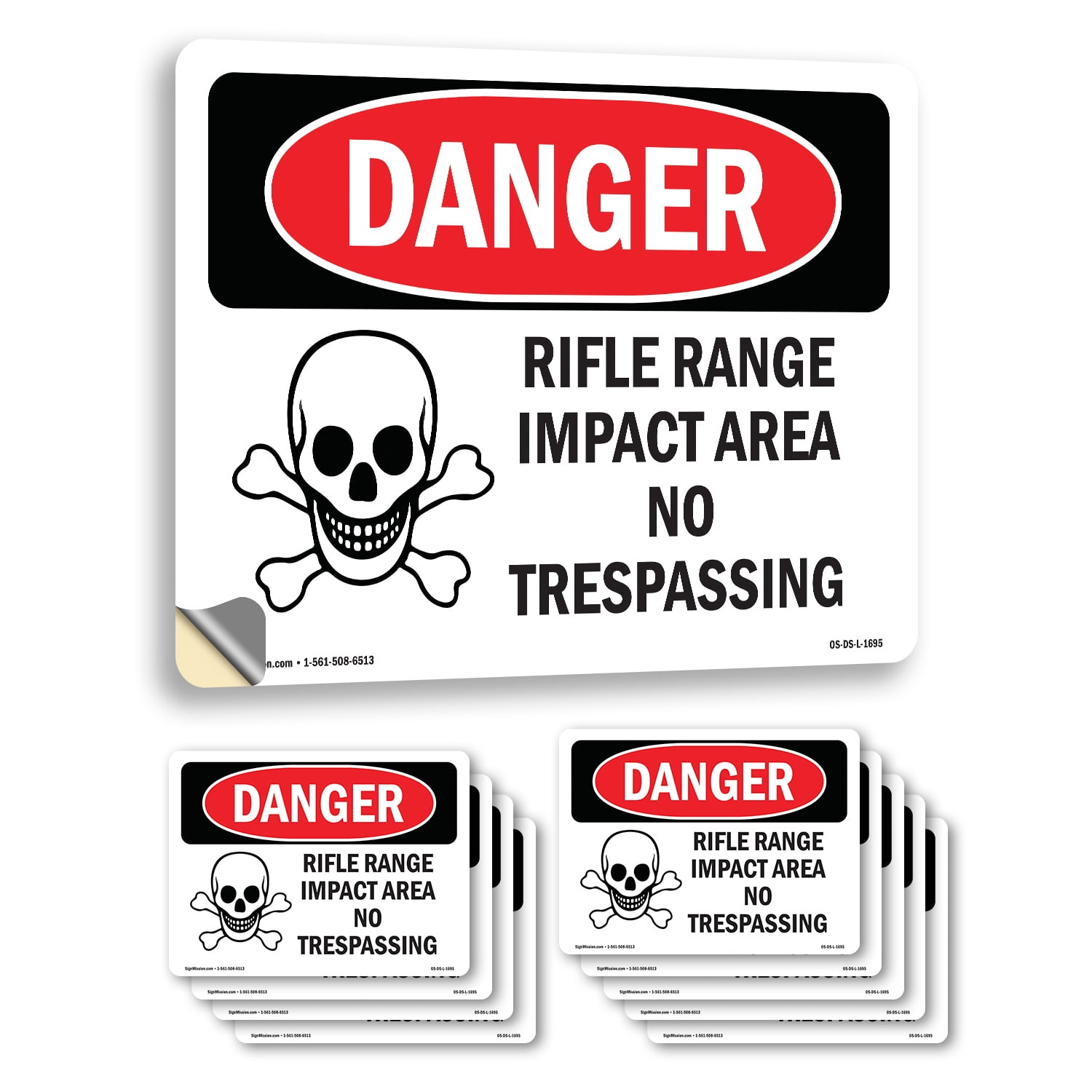 Rifle Range Impact Area No Trespassing OSHA Danger Vinyl Decal Label 14 ...