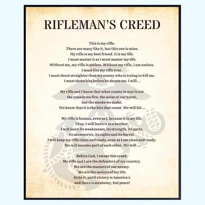Rifleman’s Creed USMC Wall Art – Marine Corps Decor, Patriotic Military ...