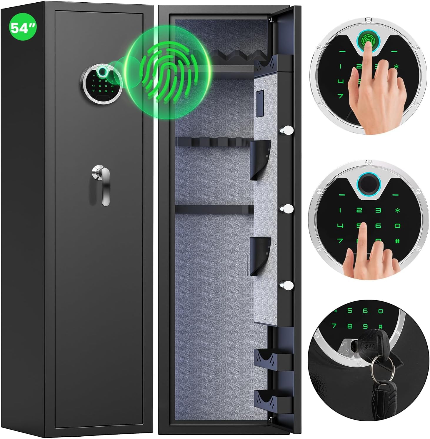 Riflevault High Tech Intelligent 5 Gun Safe with Dual Alarm System, 11. ...