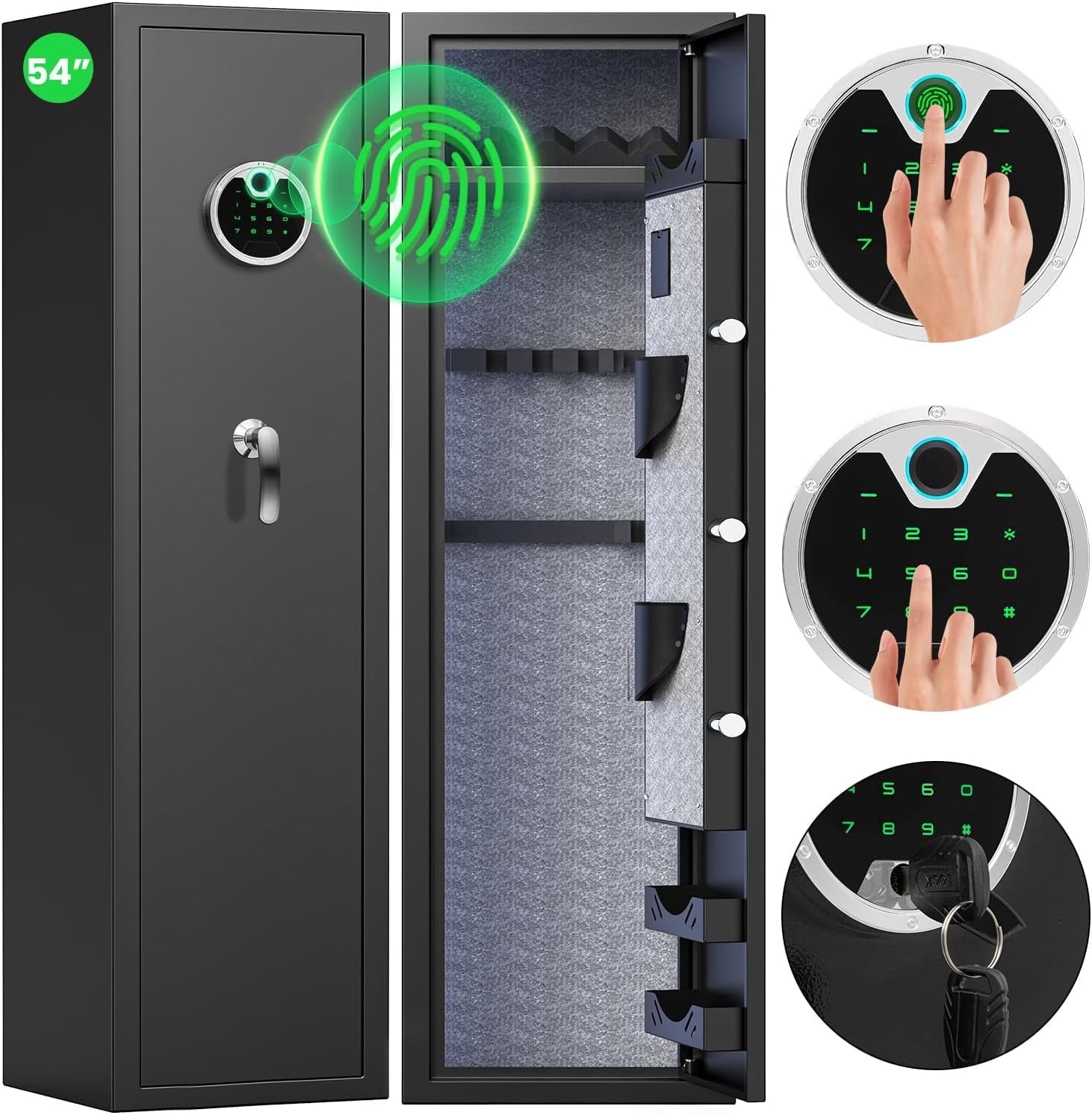 Riflevault High Tech Intelligent 5 Gun Safe with Dual Alarm System, 11. ...