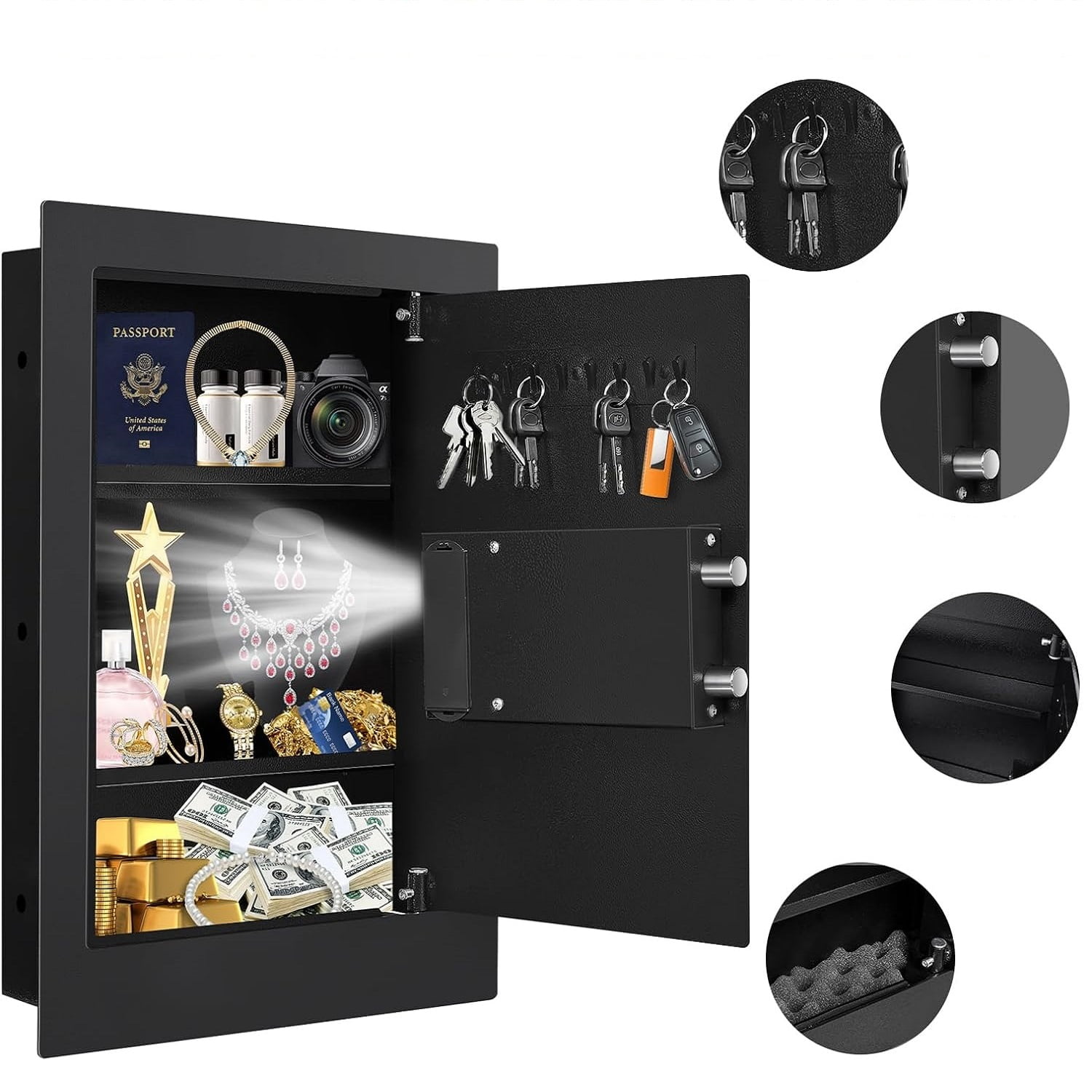 Riflewell 22" Tall Wall Safe, Hidden Wall Safe With Digital Keypad ...