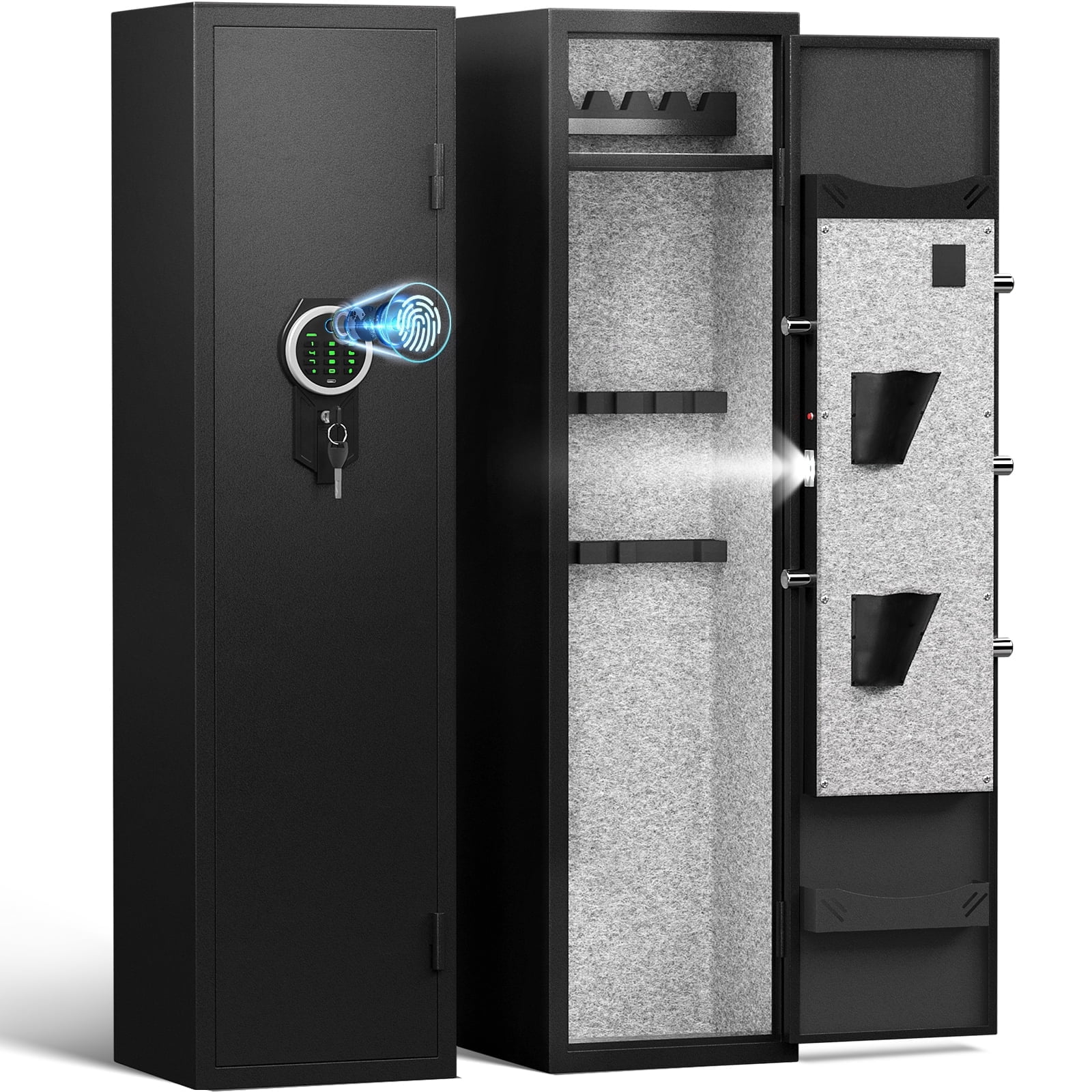 Riflewell 54'' Gun Safe, Biometric Fingerprint Unlock Long Gun Safe ...
