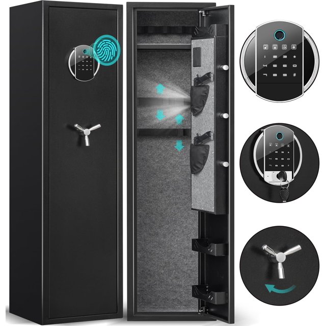 Riflewell Biometric Gun Safe, Fast 0.1s Access, 3-5 Rifle Capacity ...