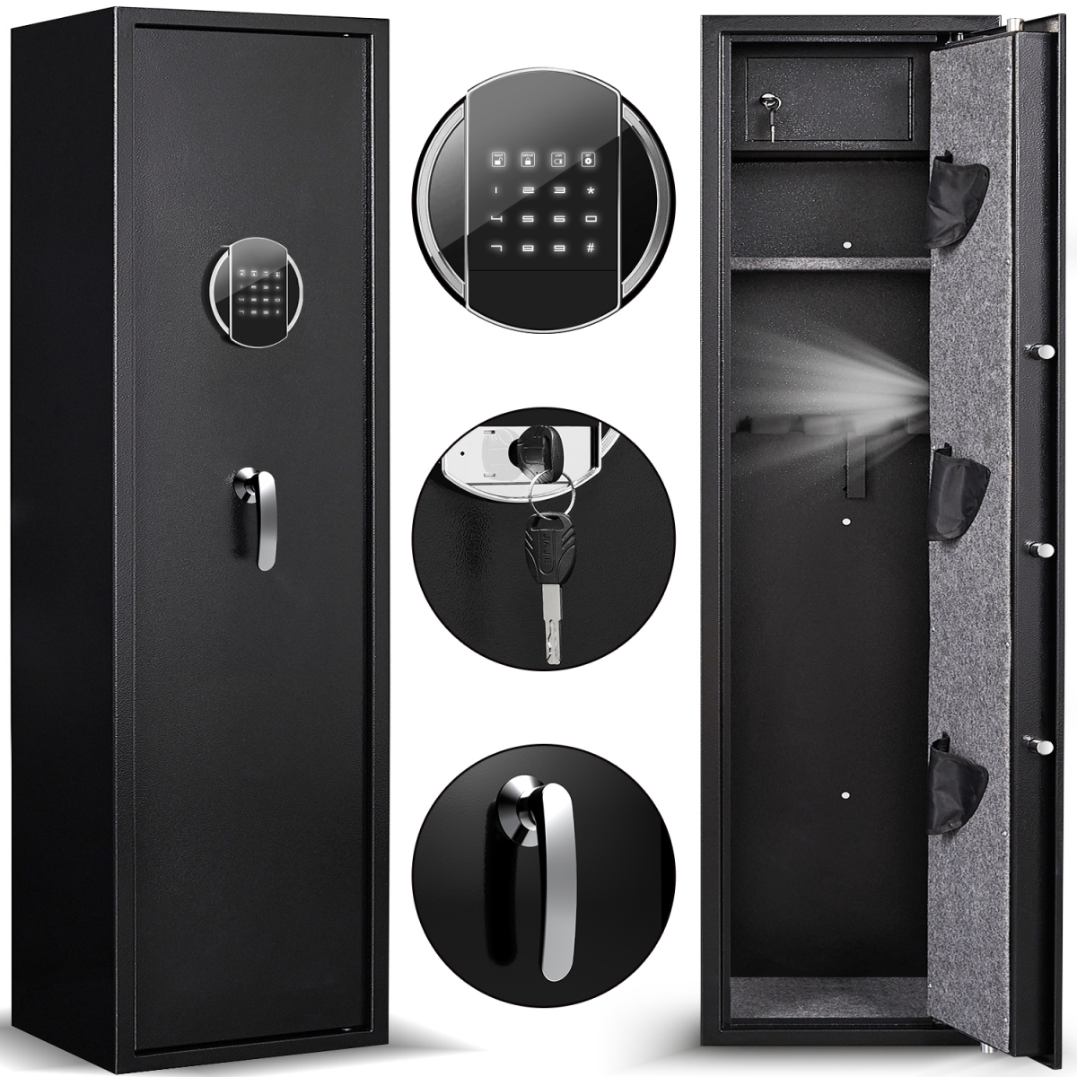 Riflewell Gun Safe, Quick Access Digital Gun Safes for Home, 3-5 Long ...