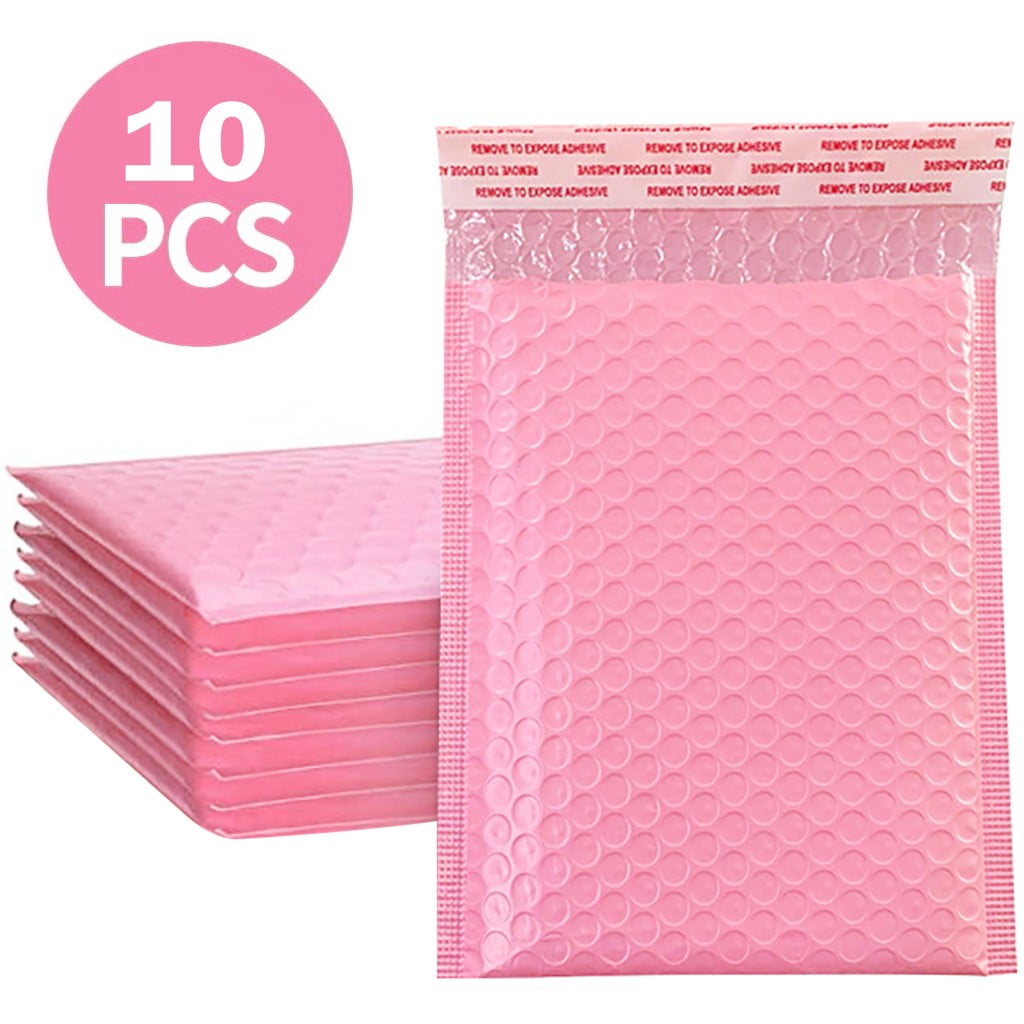 Riforla 10Pcs Bubble Mailer Self Seal Pink Bubble Padded Mailing ...