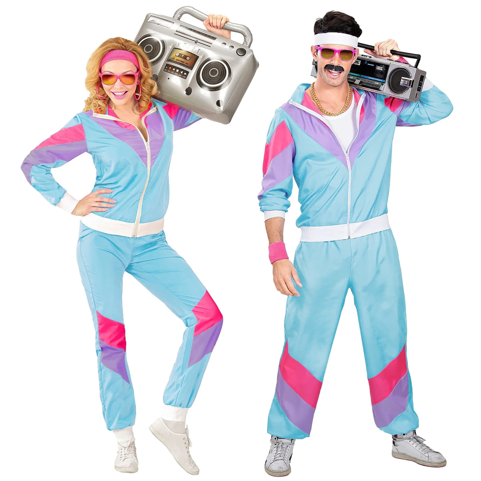 Riforla Adult 80s Tracksuit Retro Hop Windbreaker Disco Tracksuit Sets ...