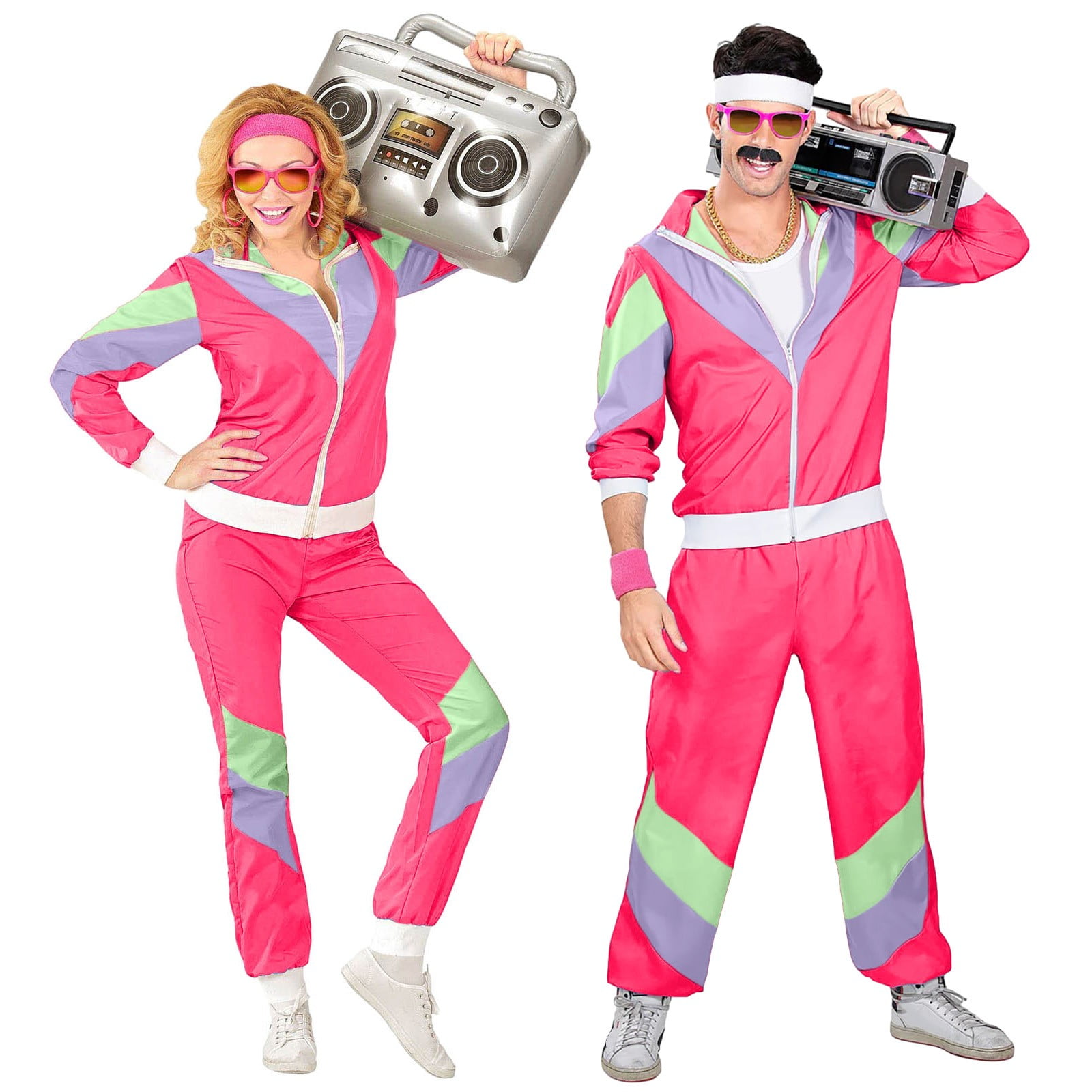 Riforla Adult 80s Tracksuit Retro Hop Windbreaker Disco Tracksuit Sets ...