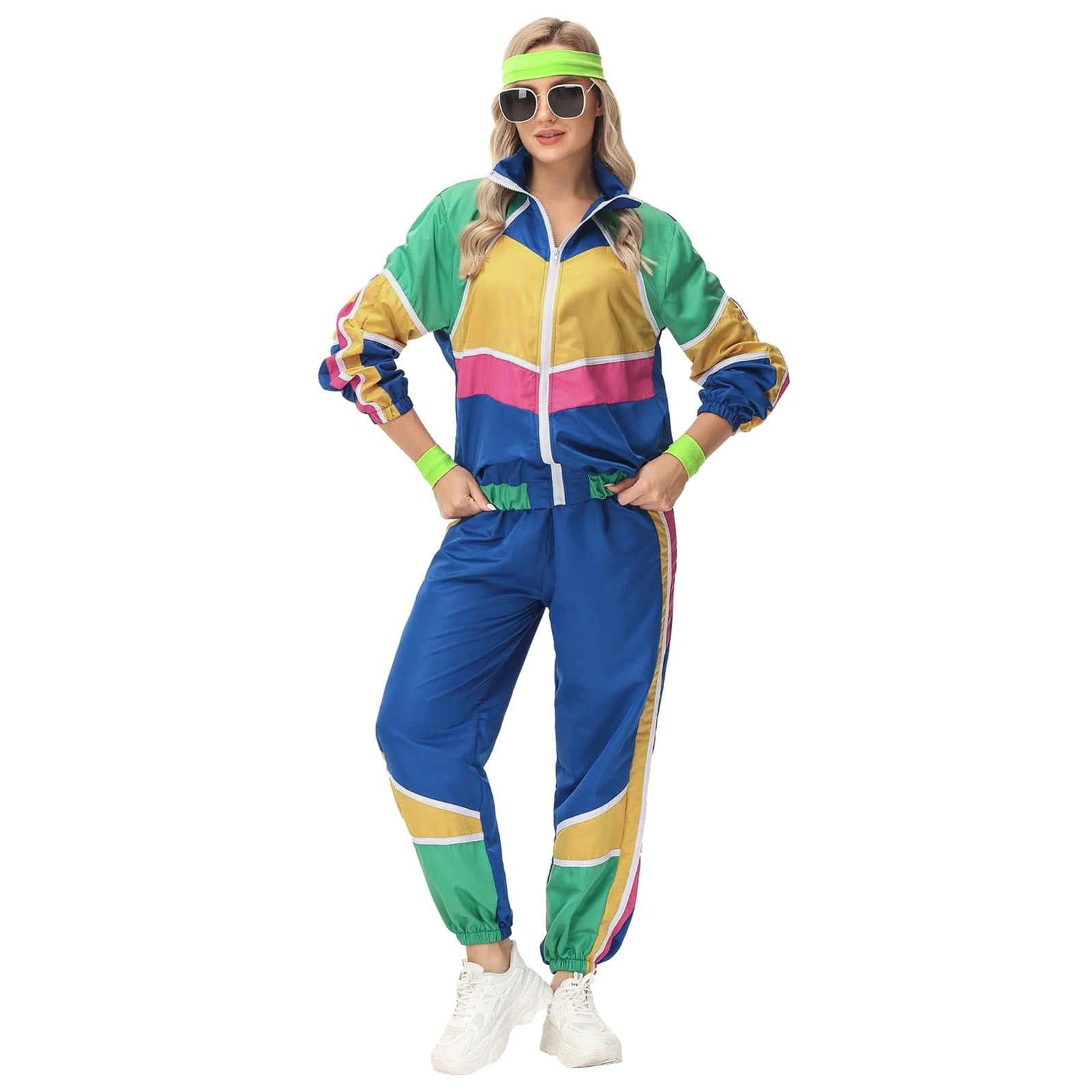 Riforla Adult Women and Man 80s Tracksuit Retro Hop Windbreaker Disco ...