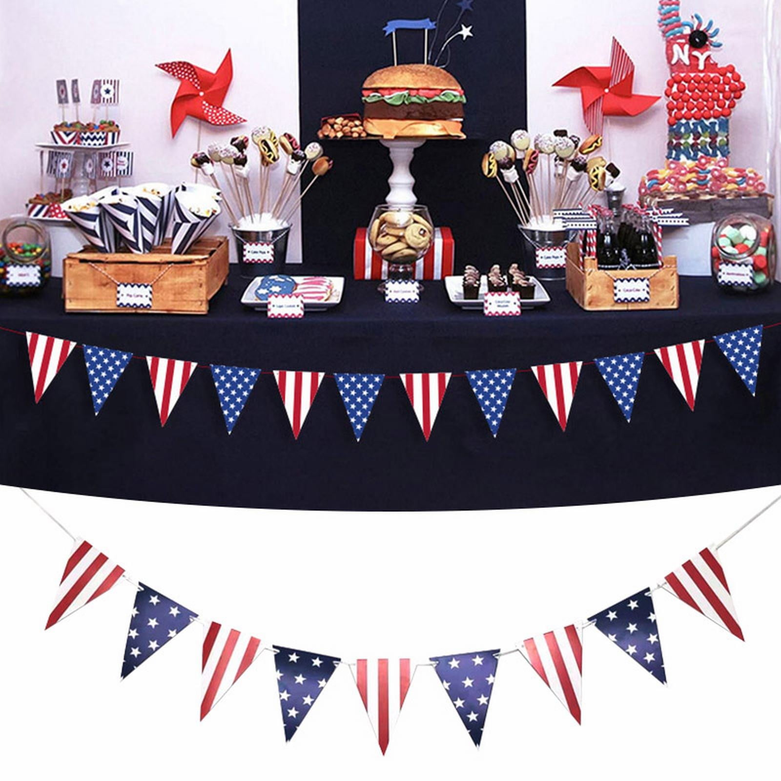 Riforla American and Stripes Flag Bunting Garland USA Triangle Banner ...