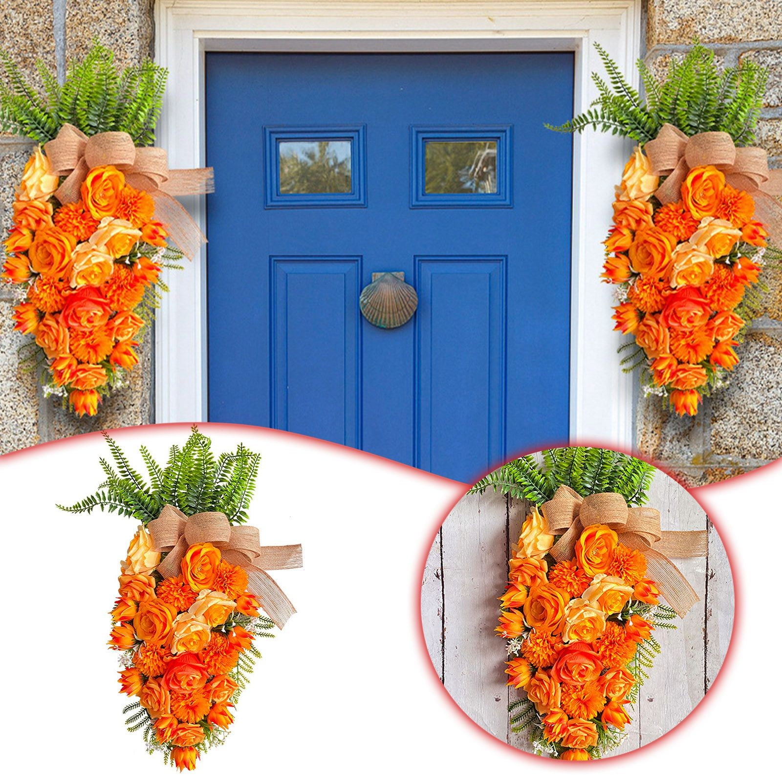 Riforla Creative Easter Carrot Upside Down Tree Easter Wreath Outdoor ...
