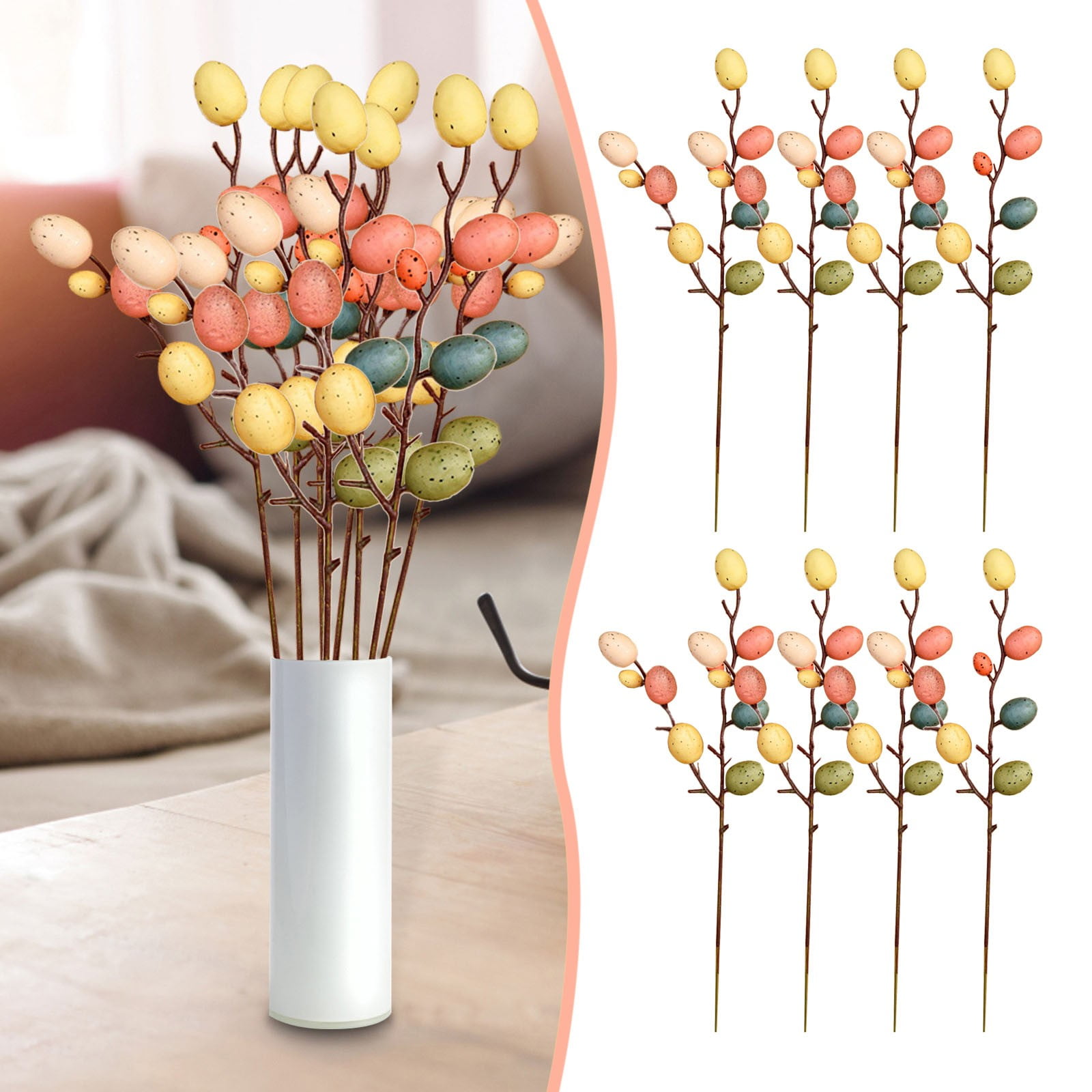 Riforla Easter Decorations 8pcs Egg Decorations DIY Egg Skewers Home ...
