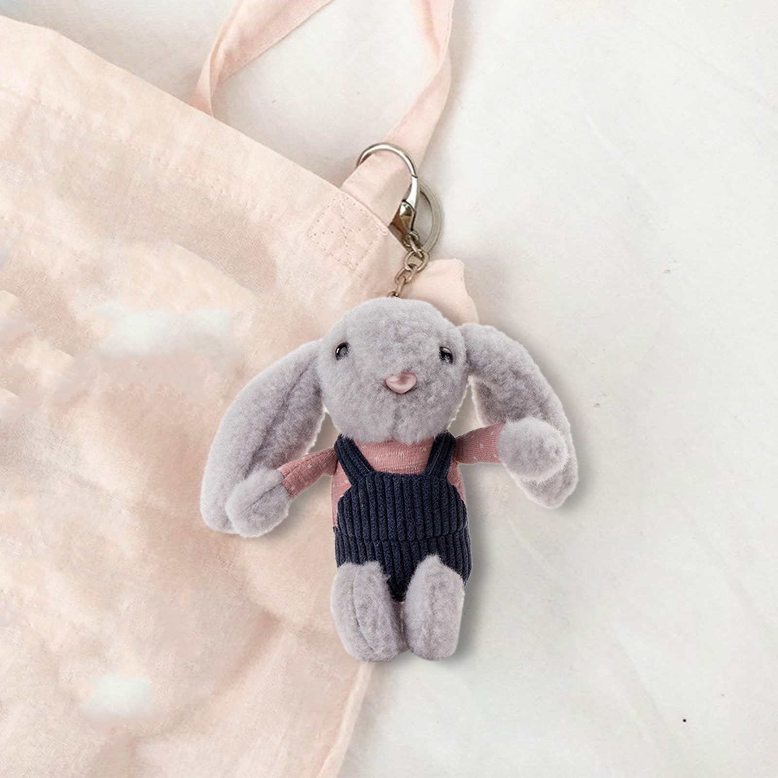 Riforla Easter Keychain Cute Overalls Rabbit Keychain Pendant Long ...