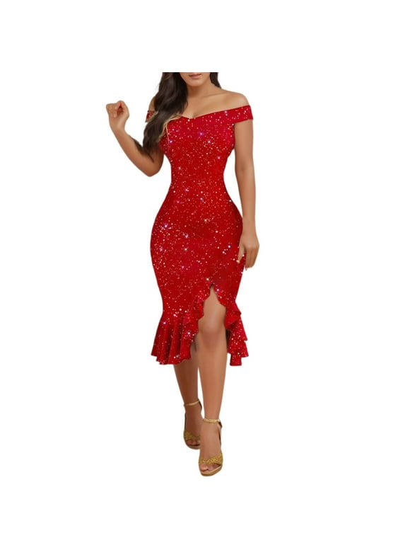 Off Shoulder Red Dresses