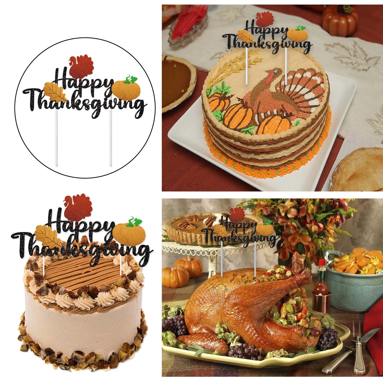 Riforla Happy Thanksgiving Cake Topper Cake Toppers Thanksgiving Turkey ...